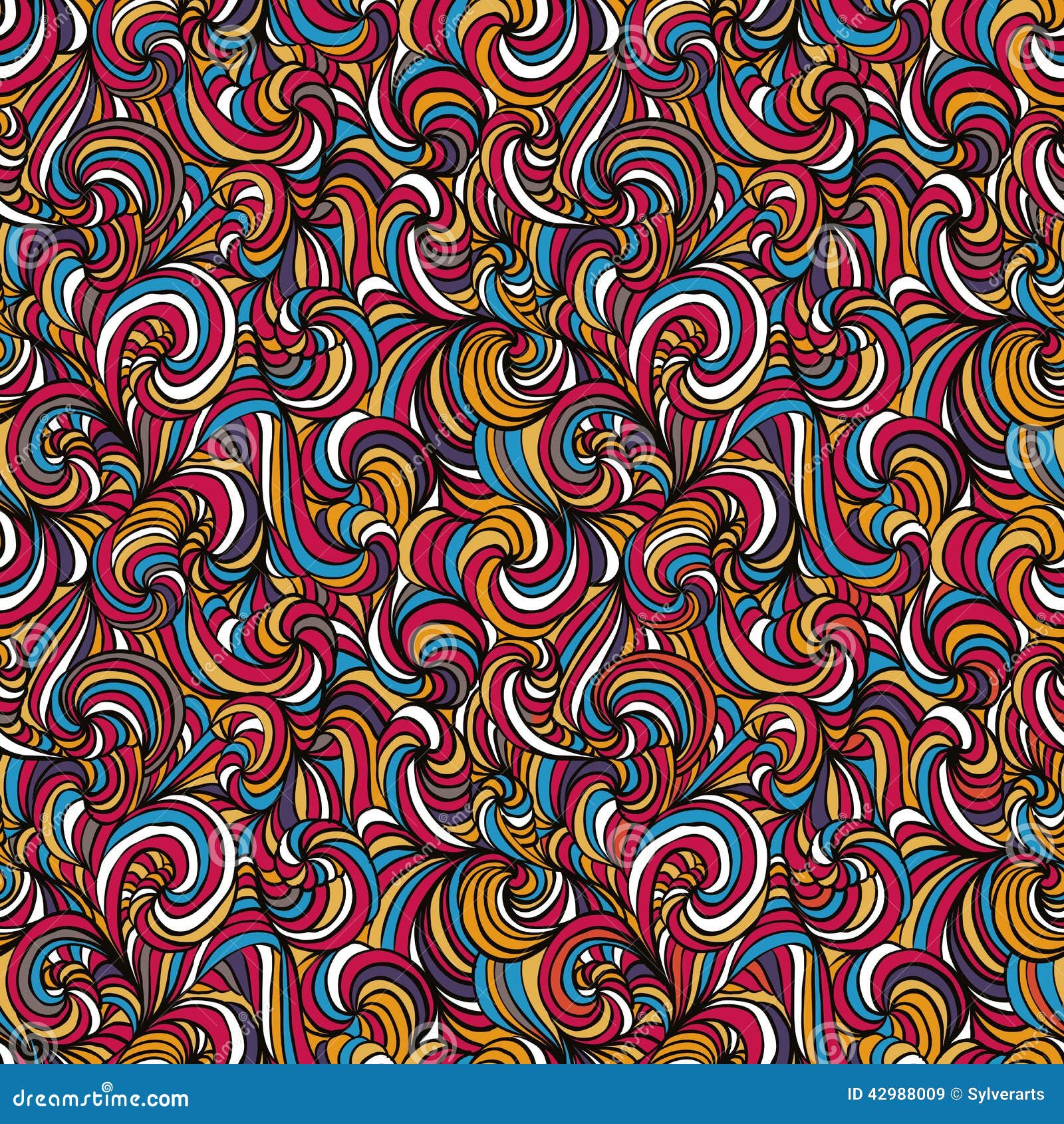 Curly Lines Seamless Pattern. Stock Vector - Illustration of background ...