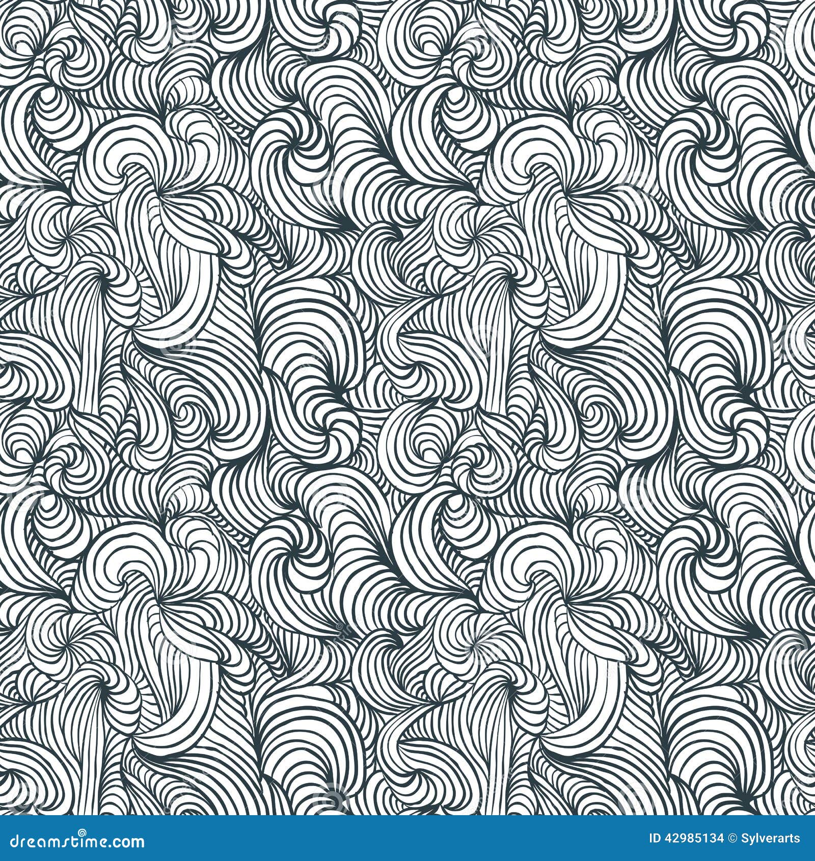 Curly Lines Seamless Pattern. Stock Vector - Illustration of retro ...