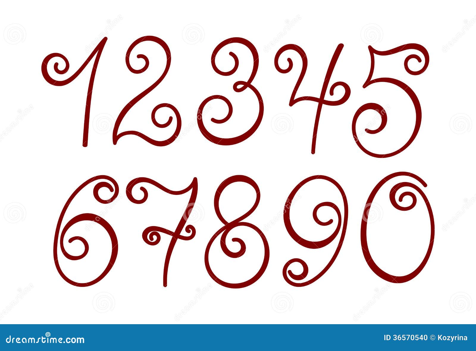 Curly numbers. stock vector. Illustration of design, fancy - 36570540
