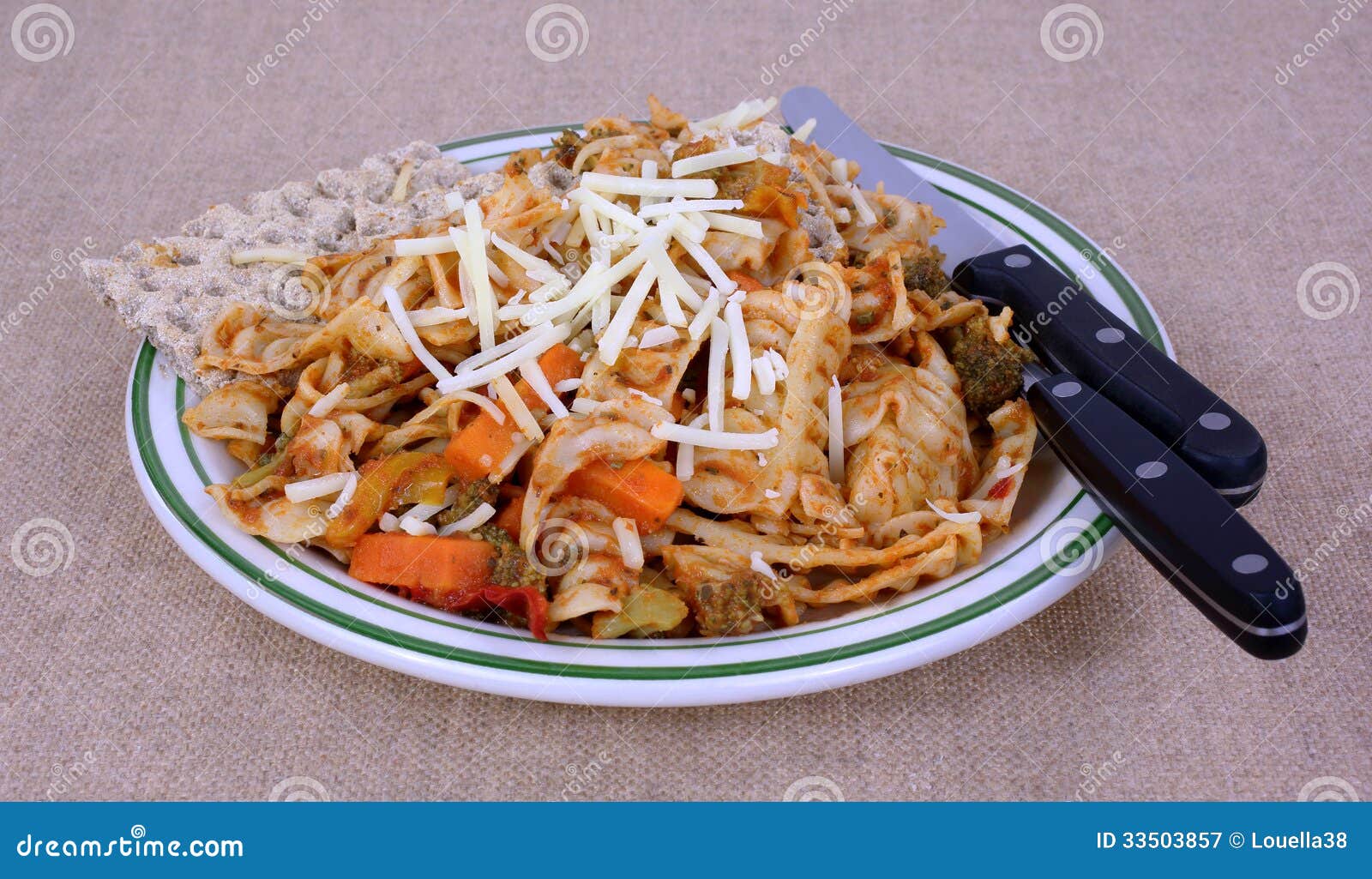 Curly Pasta Vegetables Cheese Plate Angle Stock Image - Image of ...