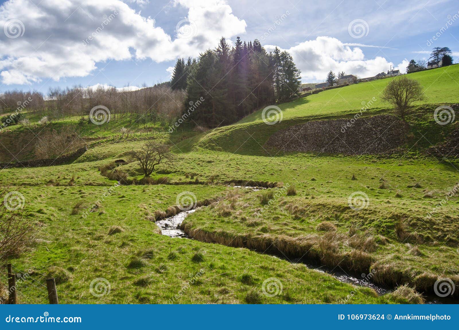 A Curly River Making Its Way through Fields Stock Photo - Image of ...