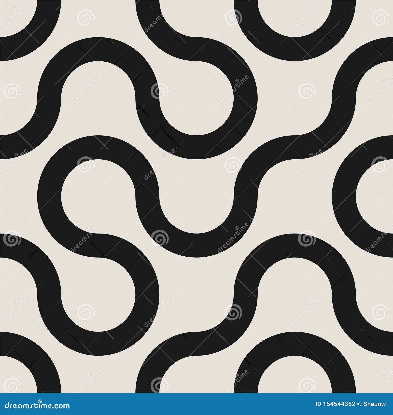 Curly Seamless Striped Pattern. Vector Stylish Endless Background Stock ...