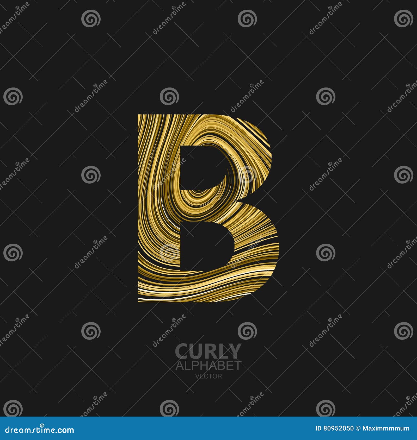 Curly textured Letter B. stock vector. Illustration of artistic - 80952050