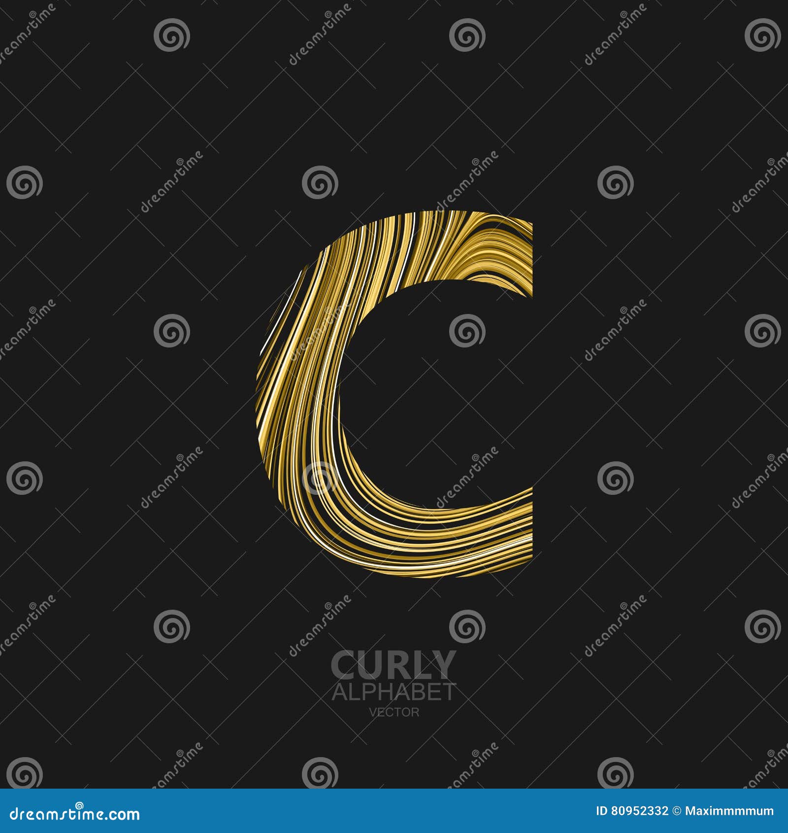Curly textured Letter C. stock vector. Illustration of language - 80952332
