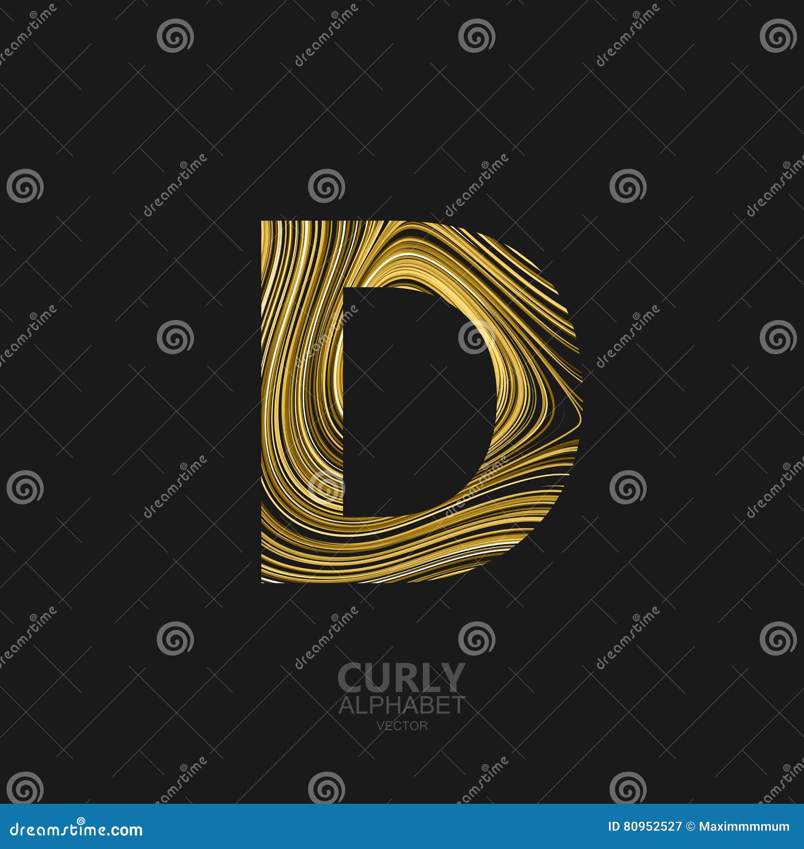 Curly textured Letter D. stock vector. Illustration of decorative ...