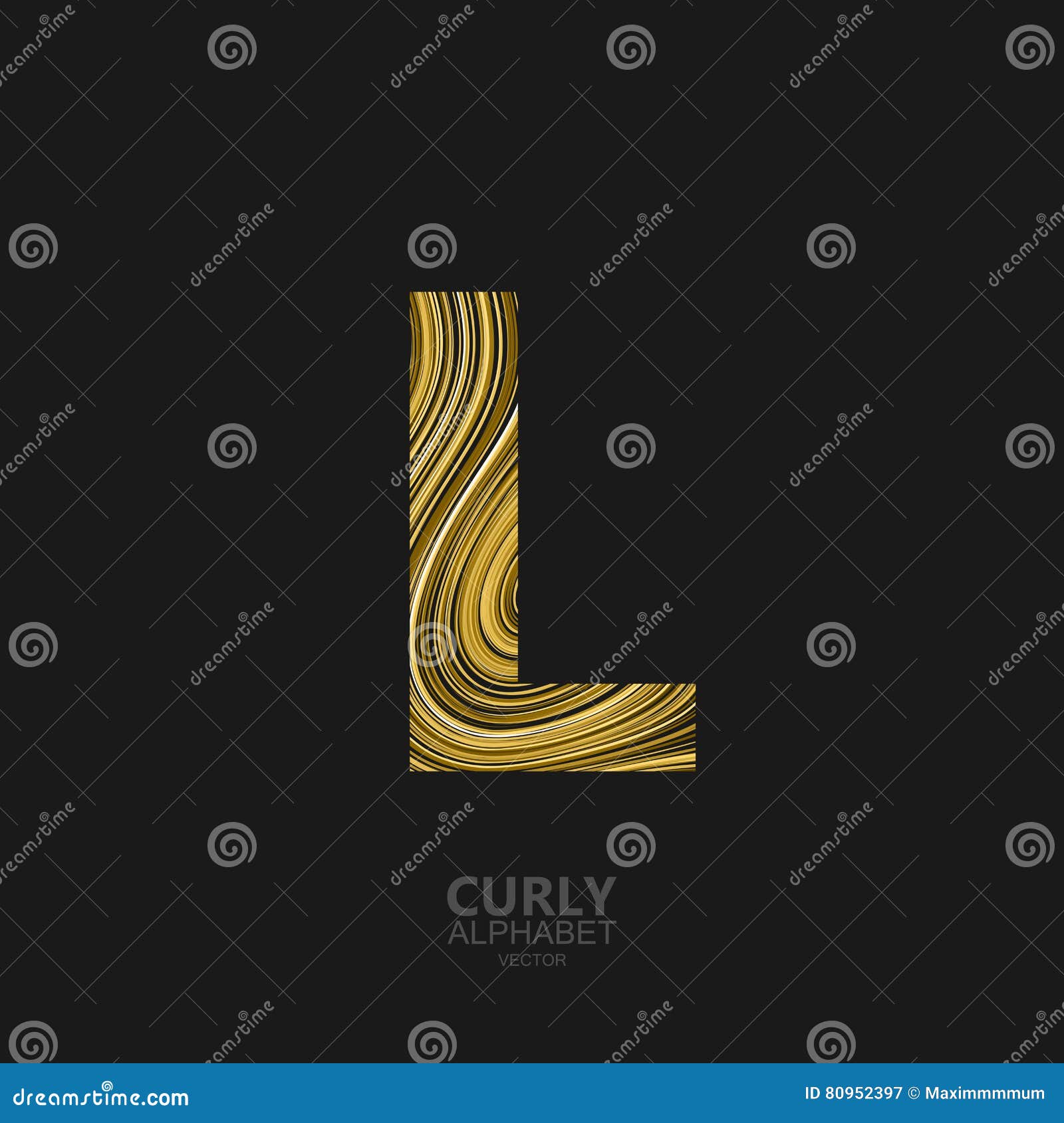 Curly textured Letter L. stock vector. Illustration of element - 80952397