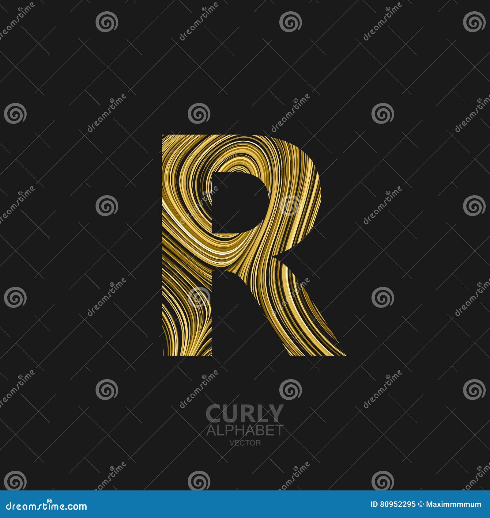 Curly textured Letter R. stock vector. Illustration of icon - 80952295