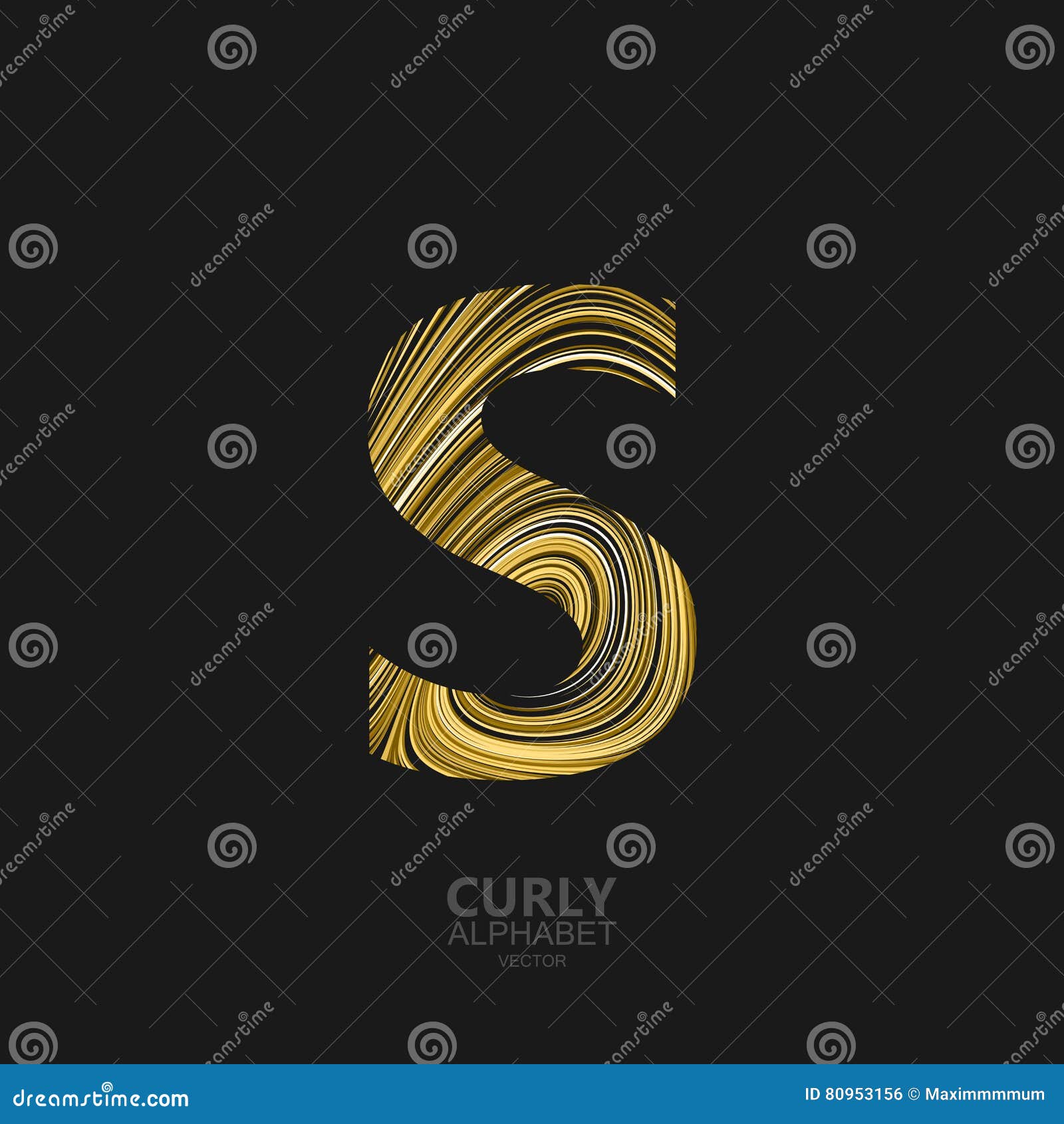 Curly textured Letter S. stock vector. Illustration of marble - 80953156