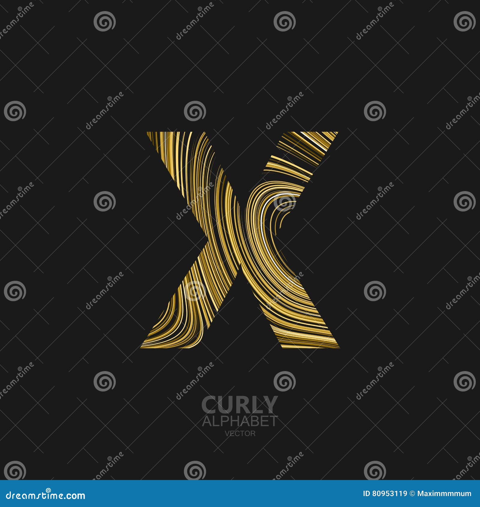 Curly textured Letter X. stock vector. Illustration of icon - 80953119