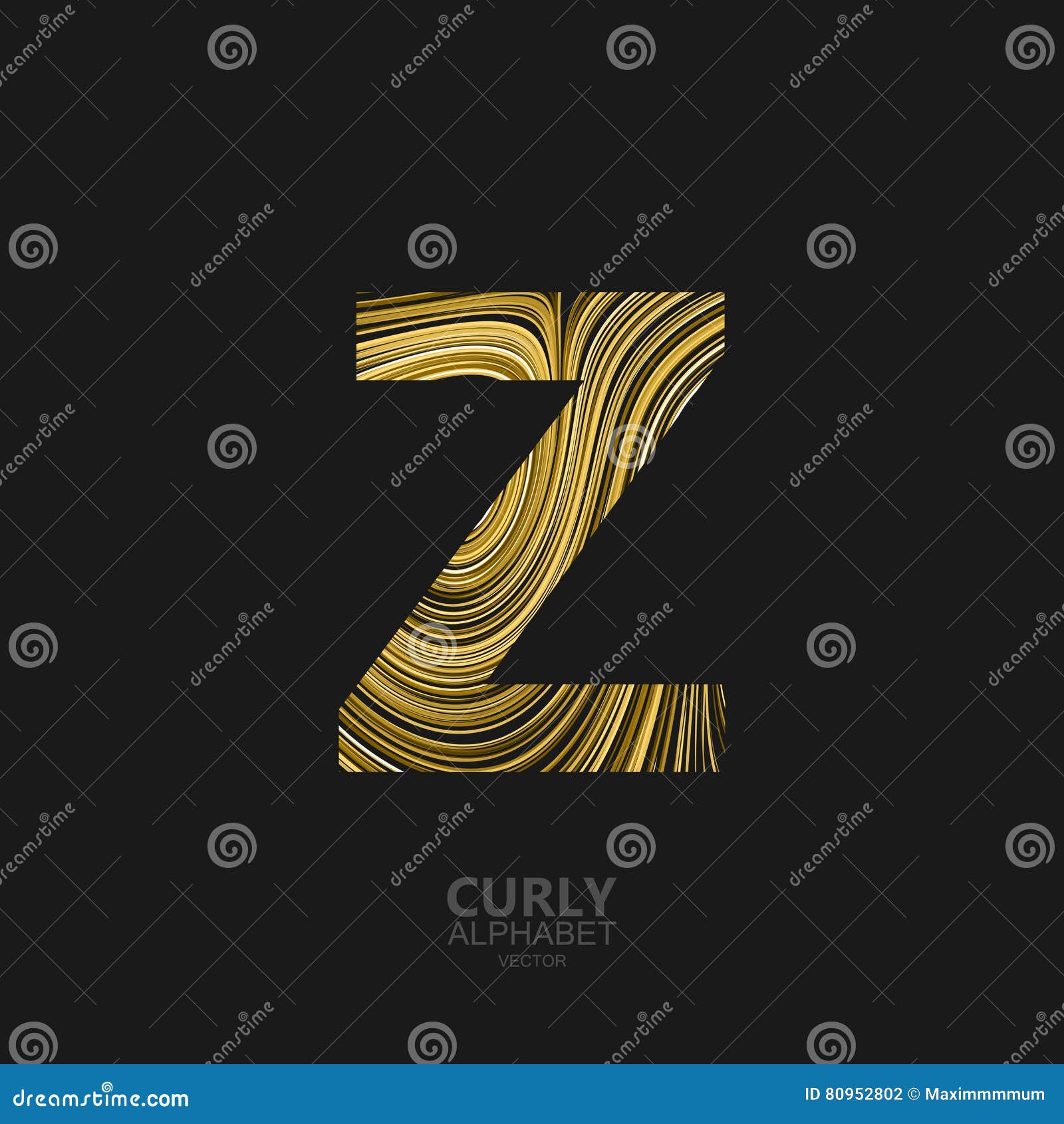 Curly textured Letter Z. stock vector. Illustration of artistic - 80952802