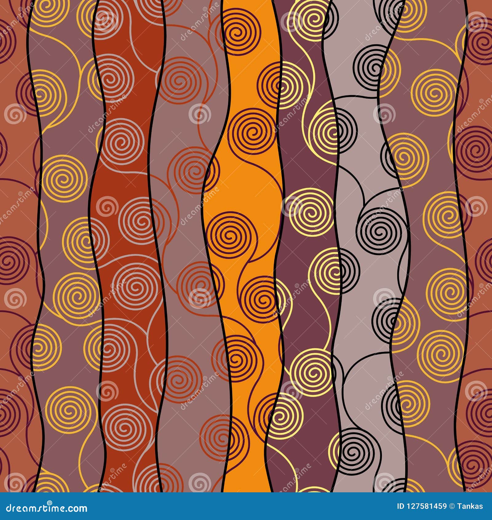 Curly Waves Pattern in Art Nouveau Style. Stock Vector - Illustration ...