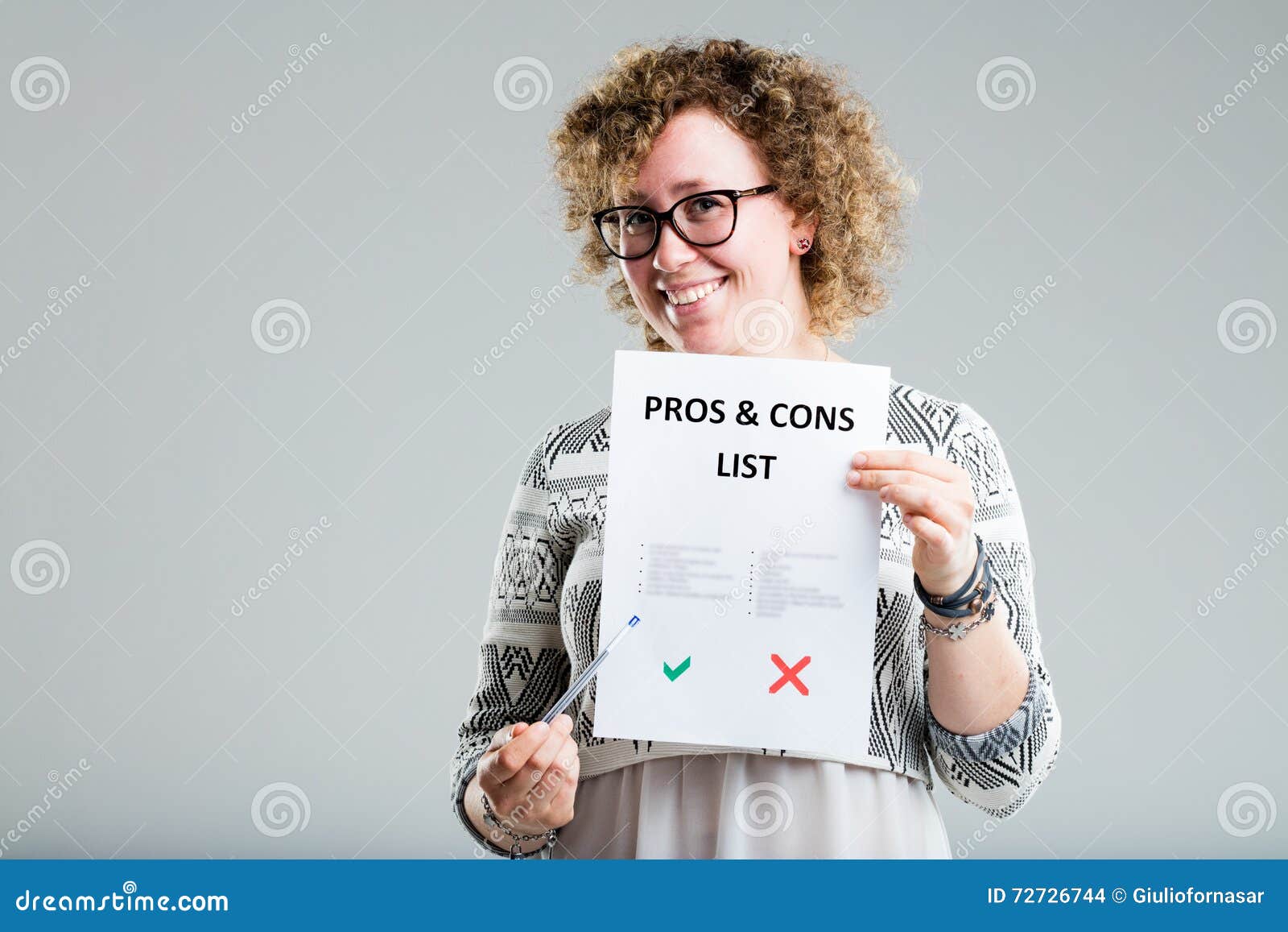 Curly Woman Considering Positive Perspective Stock Photo - Image of ...