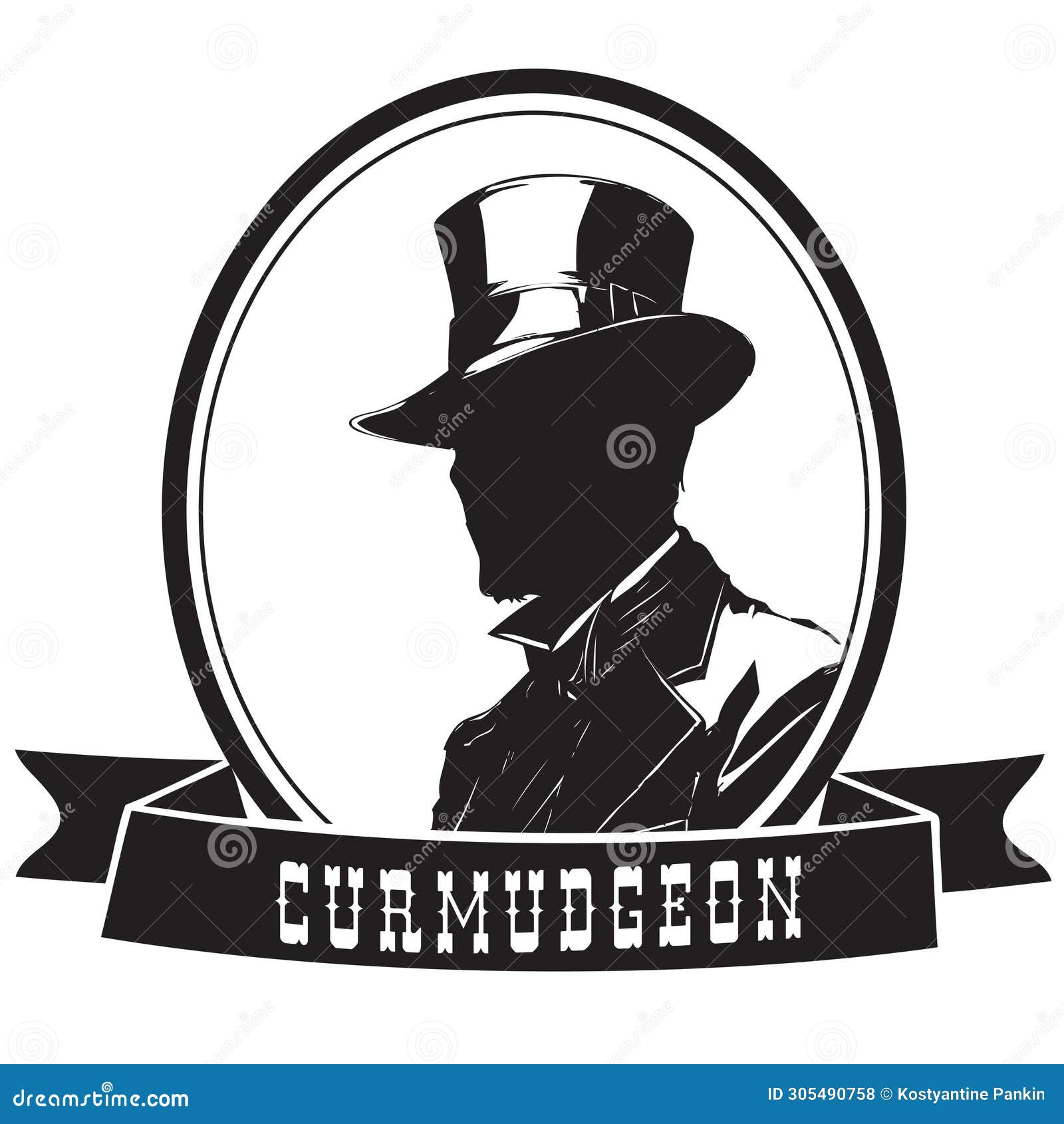 Curmudgeon in top hat stock illustration. Illustration of evil - 305490758