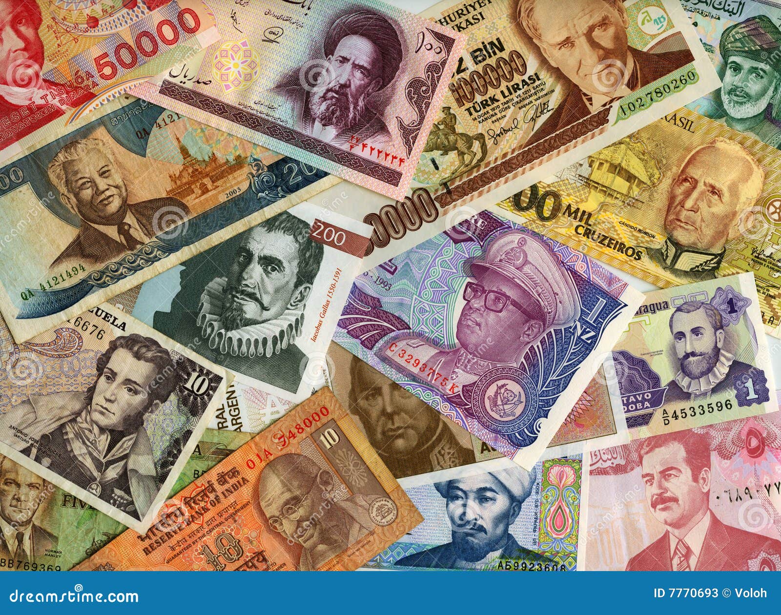 Currencies from Around the World, Paper Banknotes. Stock Image - Image ...
