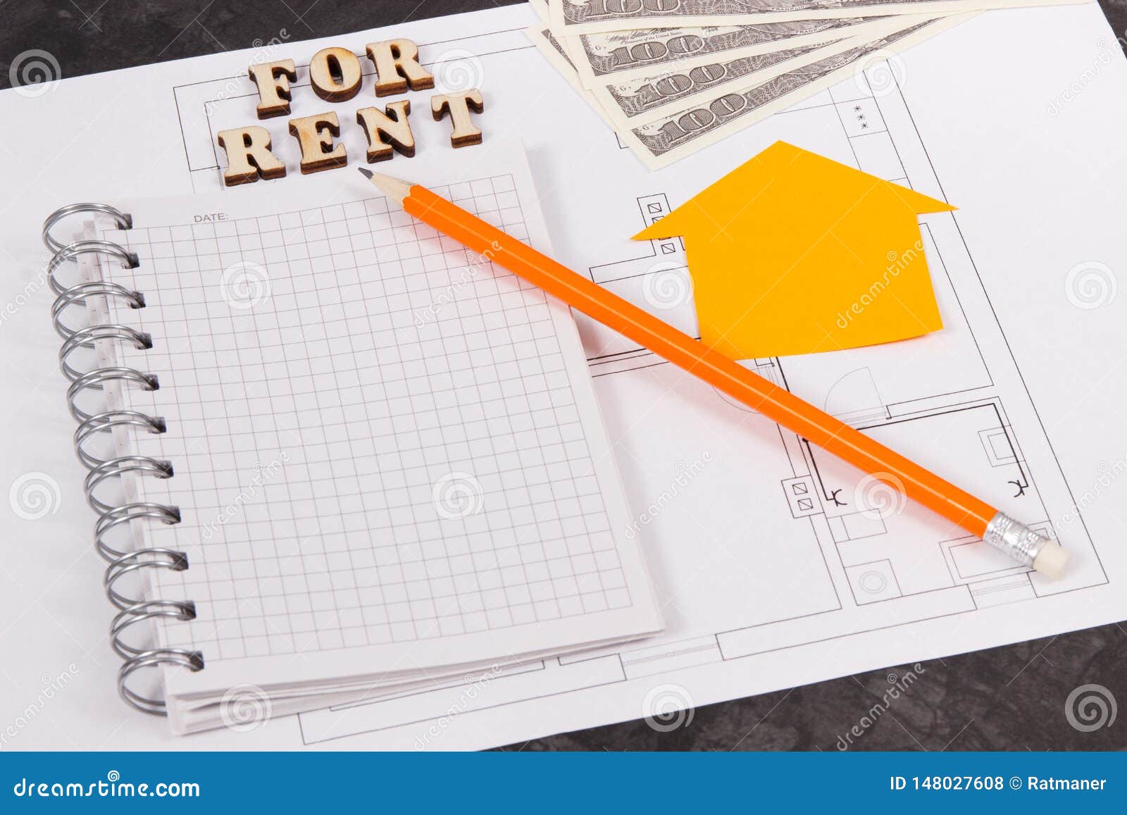Dollar, Notepad and Electrical Diagrams, Renting House or Flat Concept ...