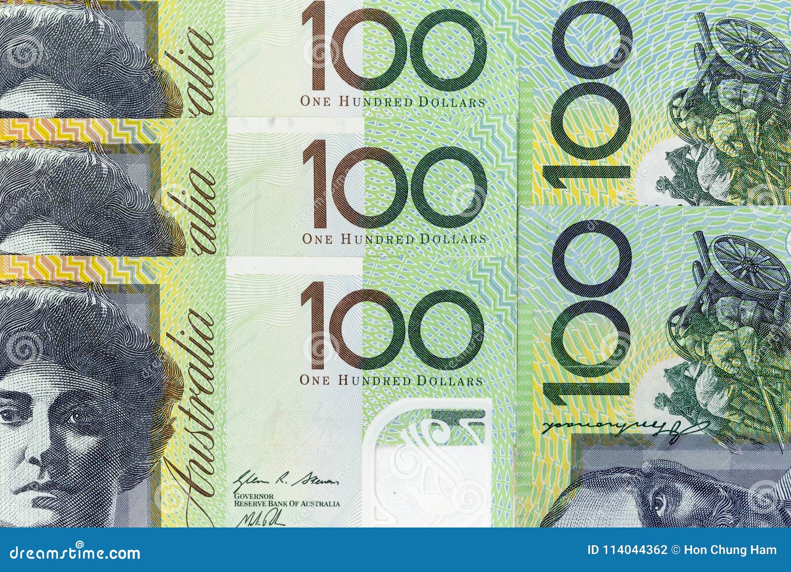 Currency Banknotes Spread Across Frame Australian Dollar in Various ...