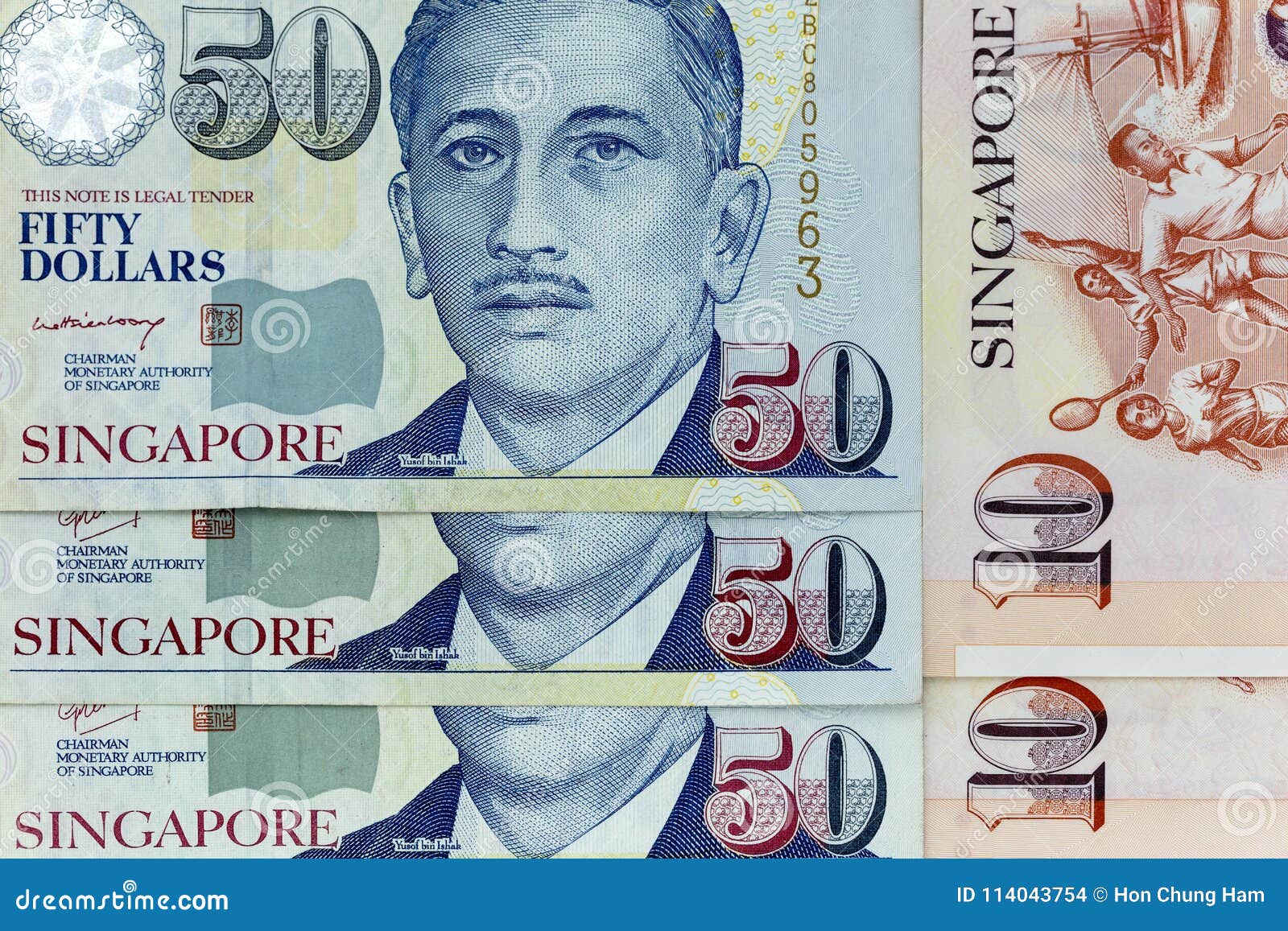 Currency Banknotes Spread Across Frame Singapore Dollar in Various ...