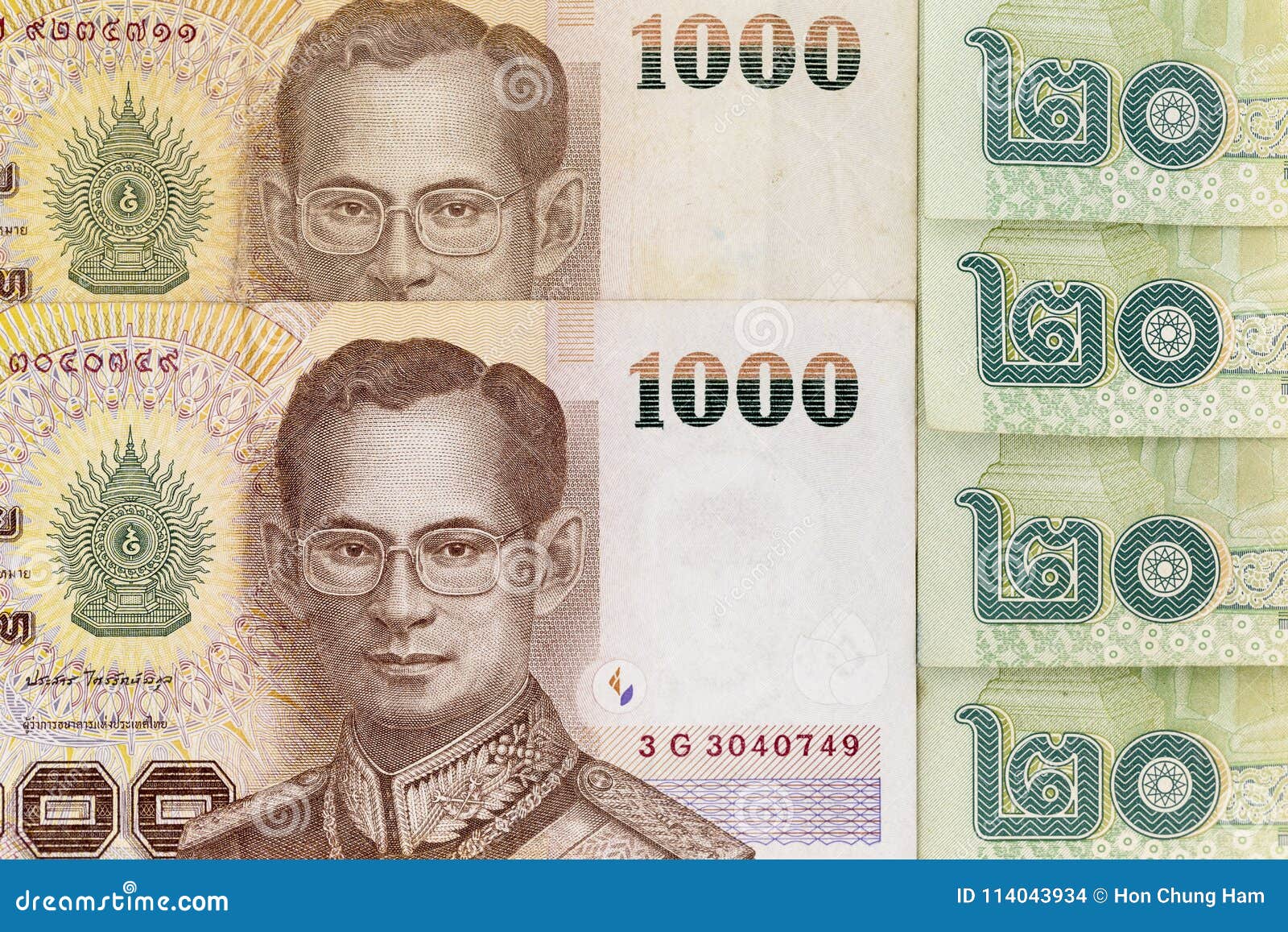 Currency Banknotes Spread Across Frame Thai Baht. Stock Photo - Image ...