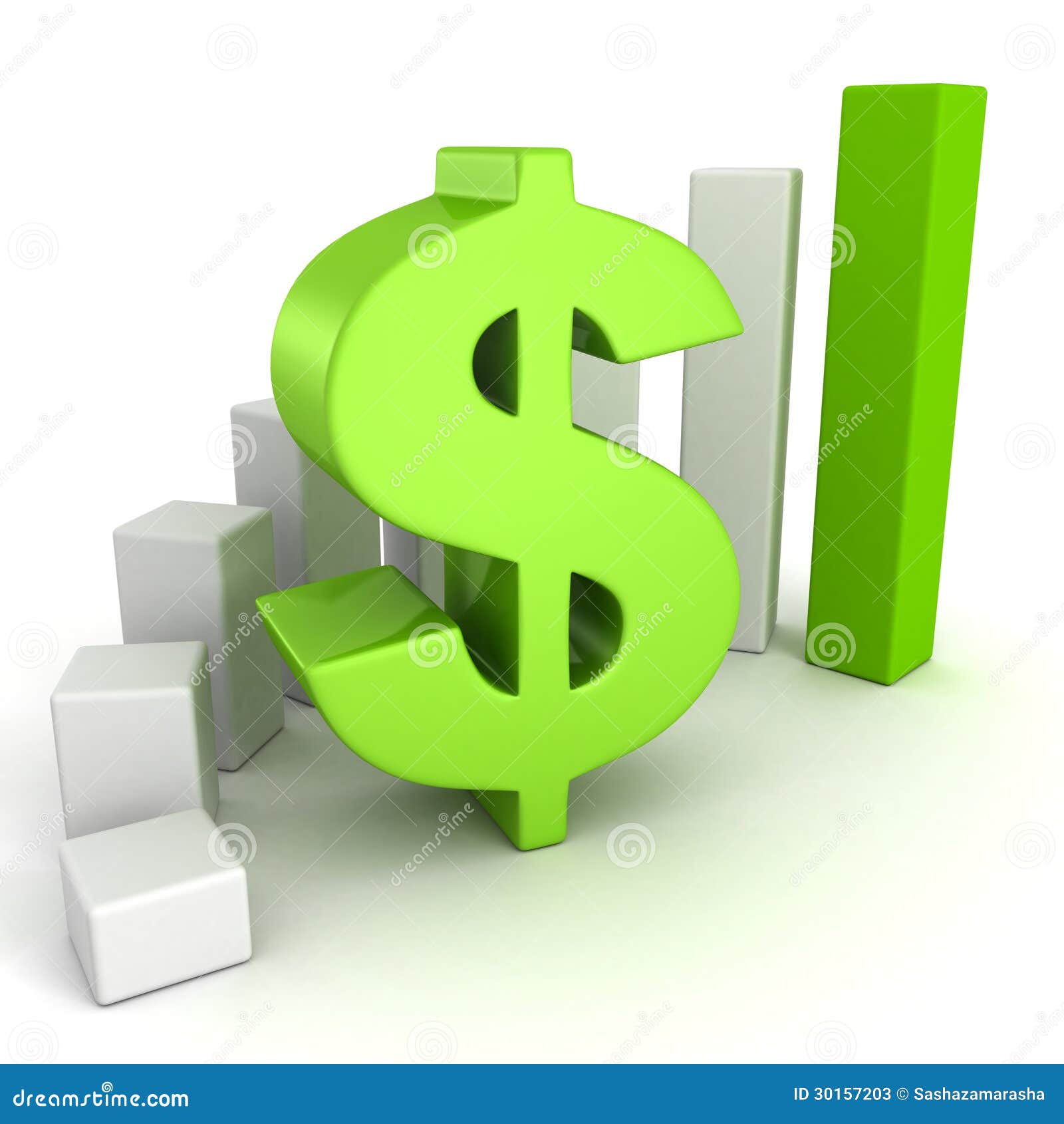 Currency Business Bar Graph with Green Dollar Symbol Stock Illustration ...
