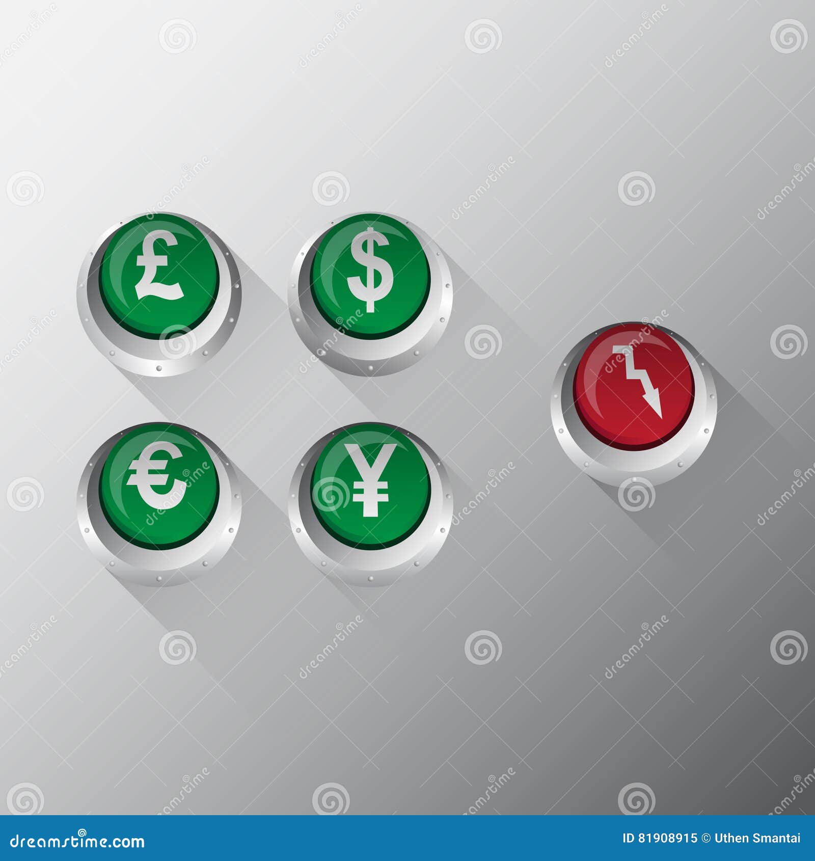Currency Button stock vector. Illustration of metallic - 81908915
