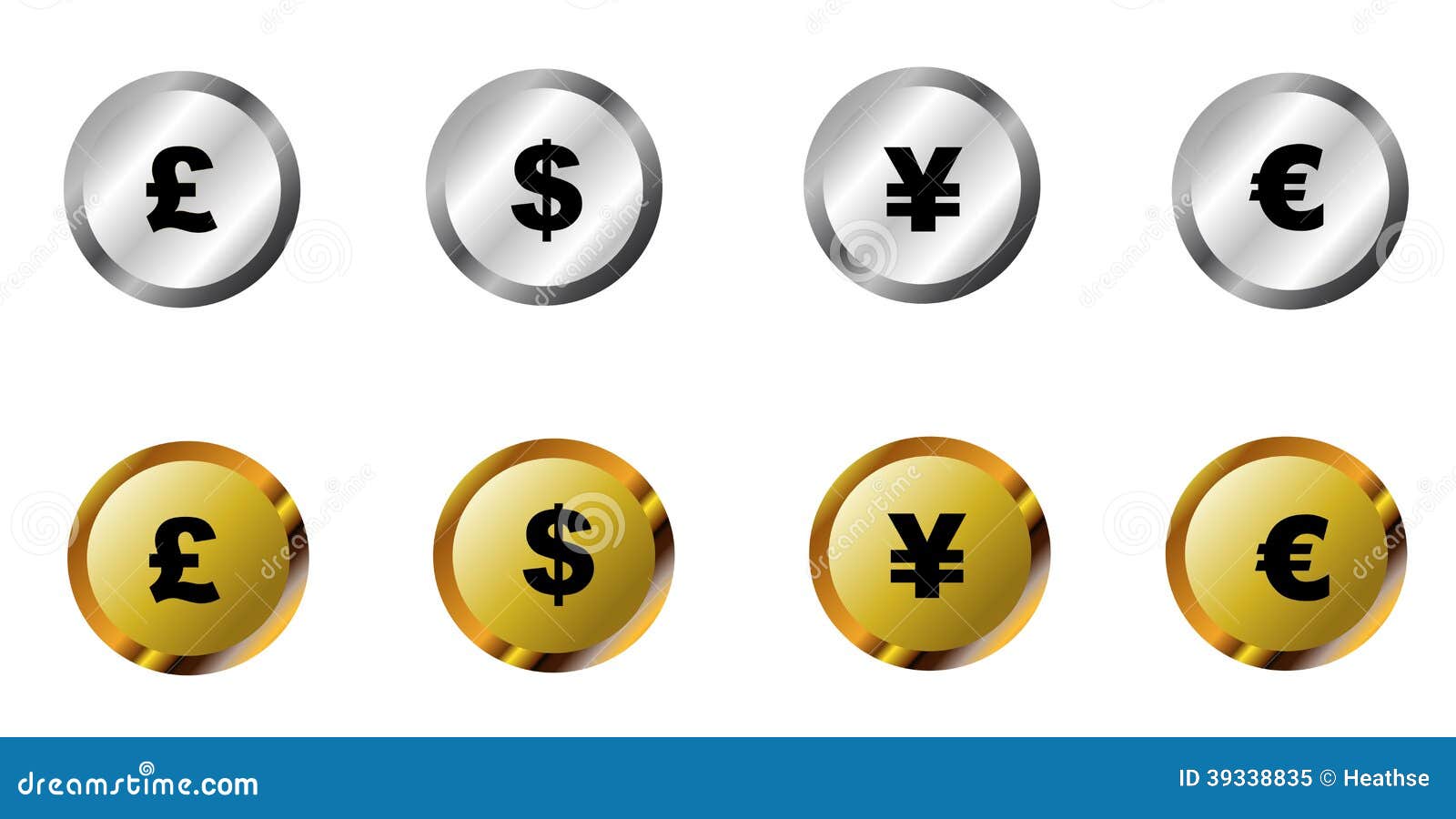 Currency buttons stock illustration. Illustration of design - 39338835