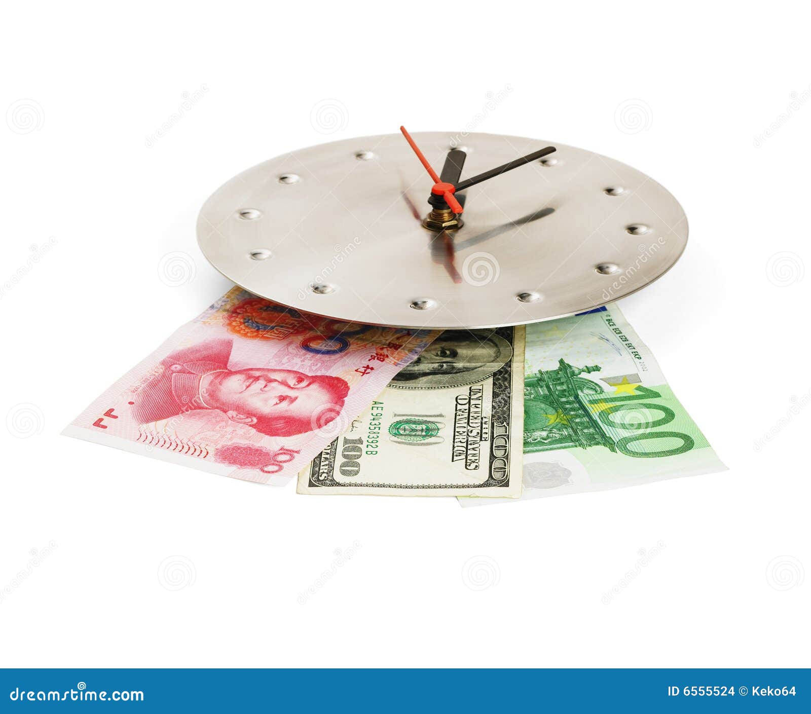 Currency on a clock stock photo. Image of face, graphic - 6555524