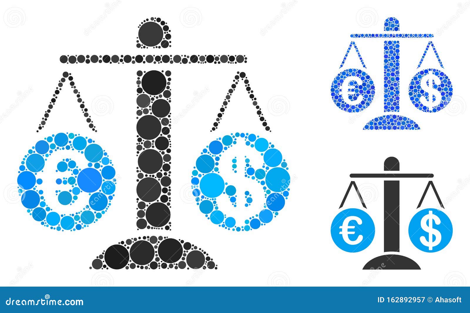 Currency Compare Scales Mosaic Icon of Circles Stock Illustration ...