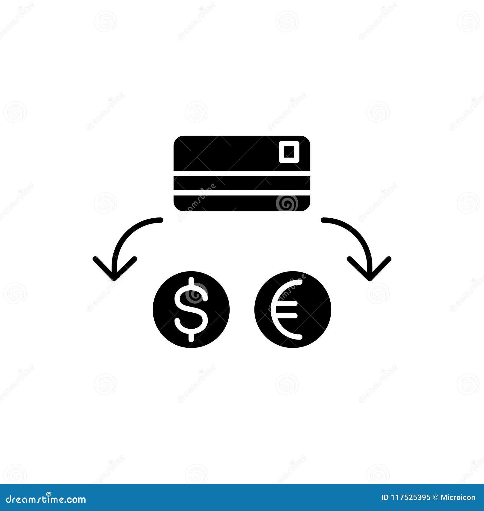 Currency Conversion Black Icon Concept. Currency Conversion Flat Vector ...