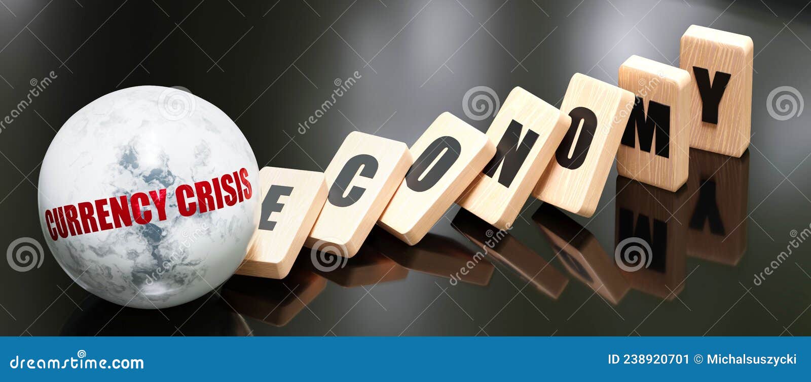Currency Crisis Economy And A Domino Effect Chain Reaction In The