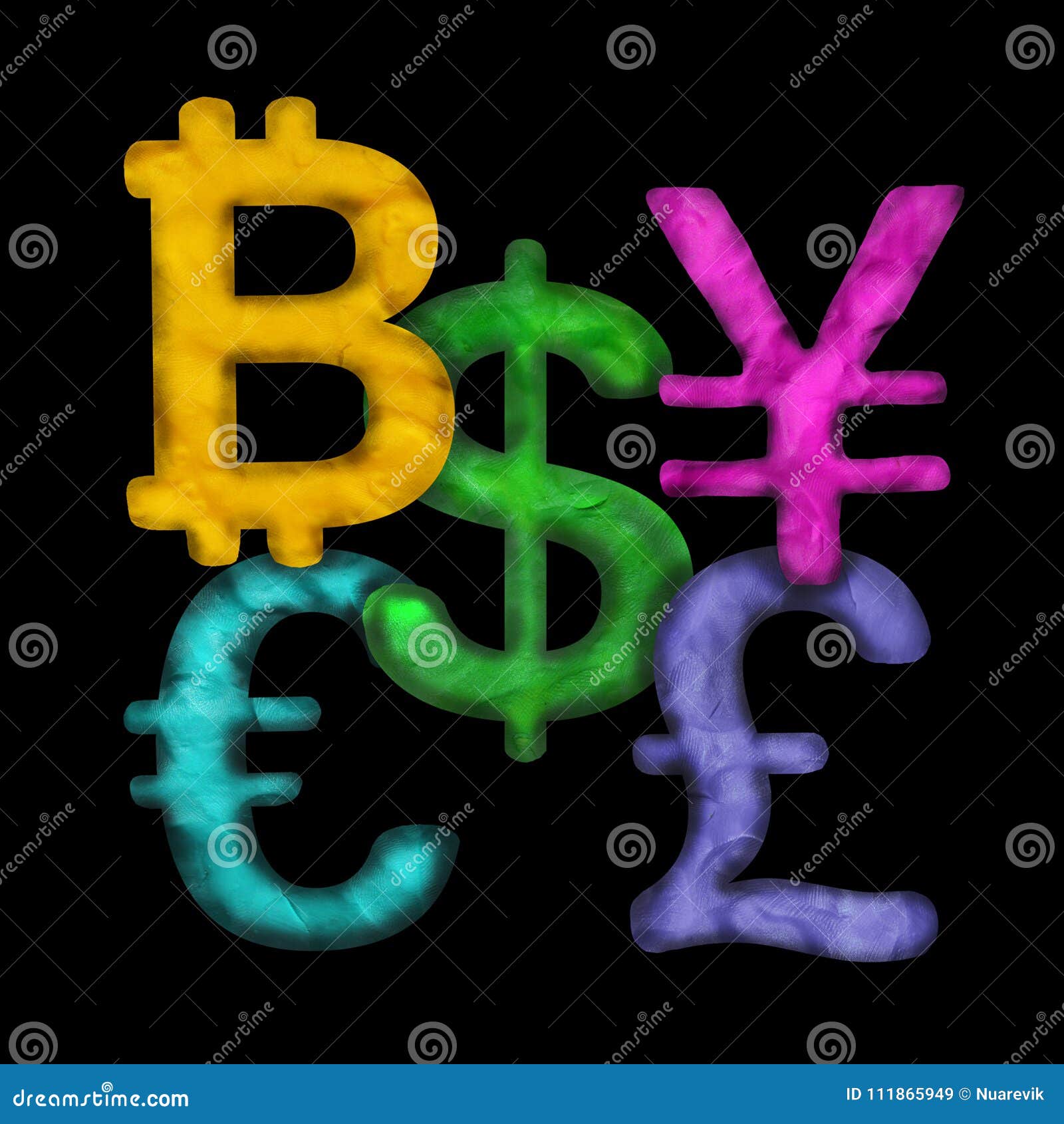 Currency 3D Rendering Plasticine Symbols Set Isolated O Stock ...