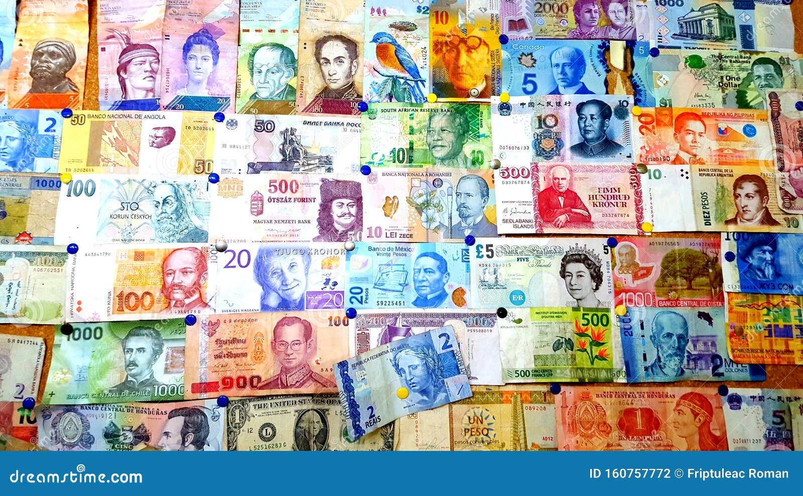 Currency of Different Countries Background. Colorful Banknotes of ...