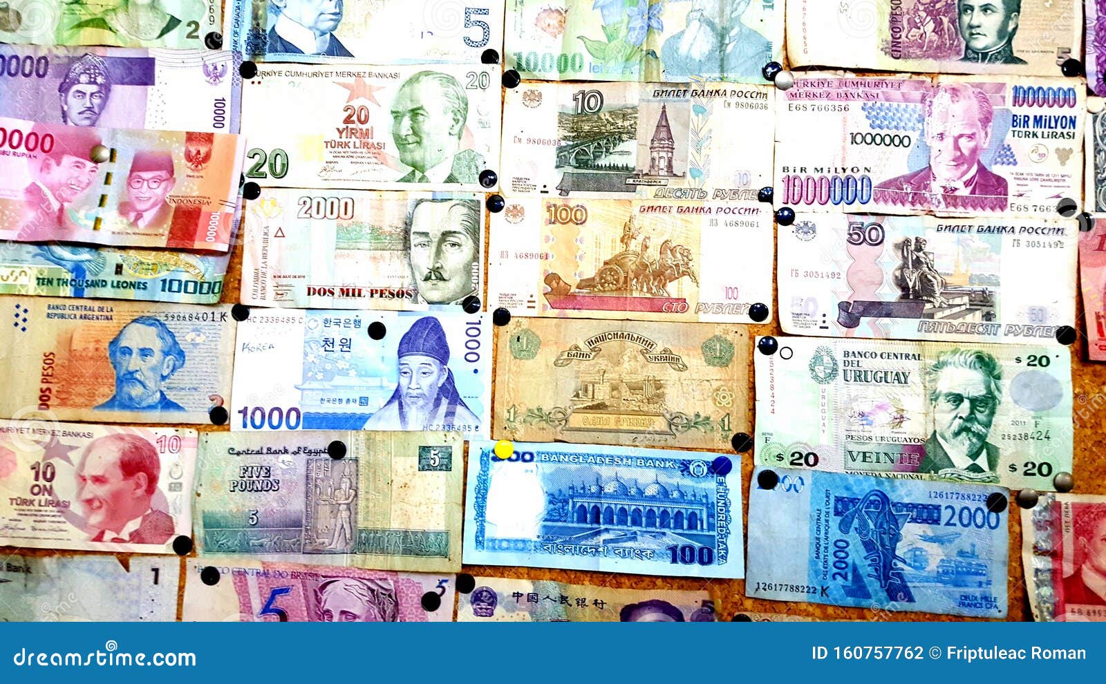 Currency of Different Countries Background. Colorful Banknotes of ...