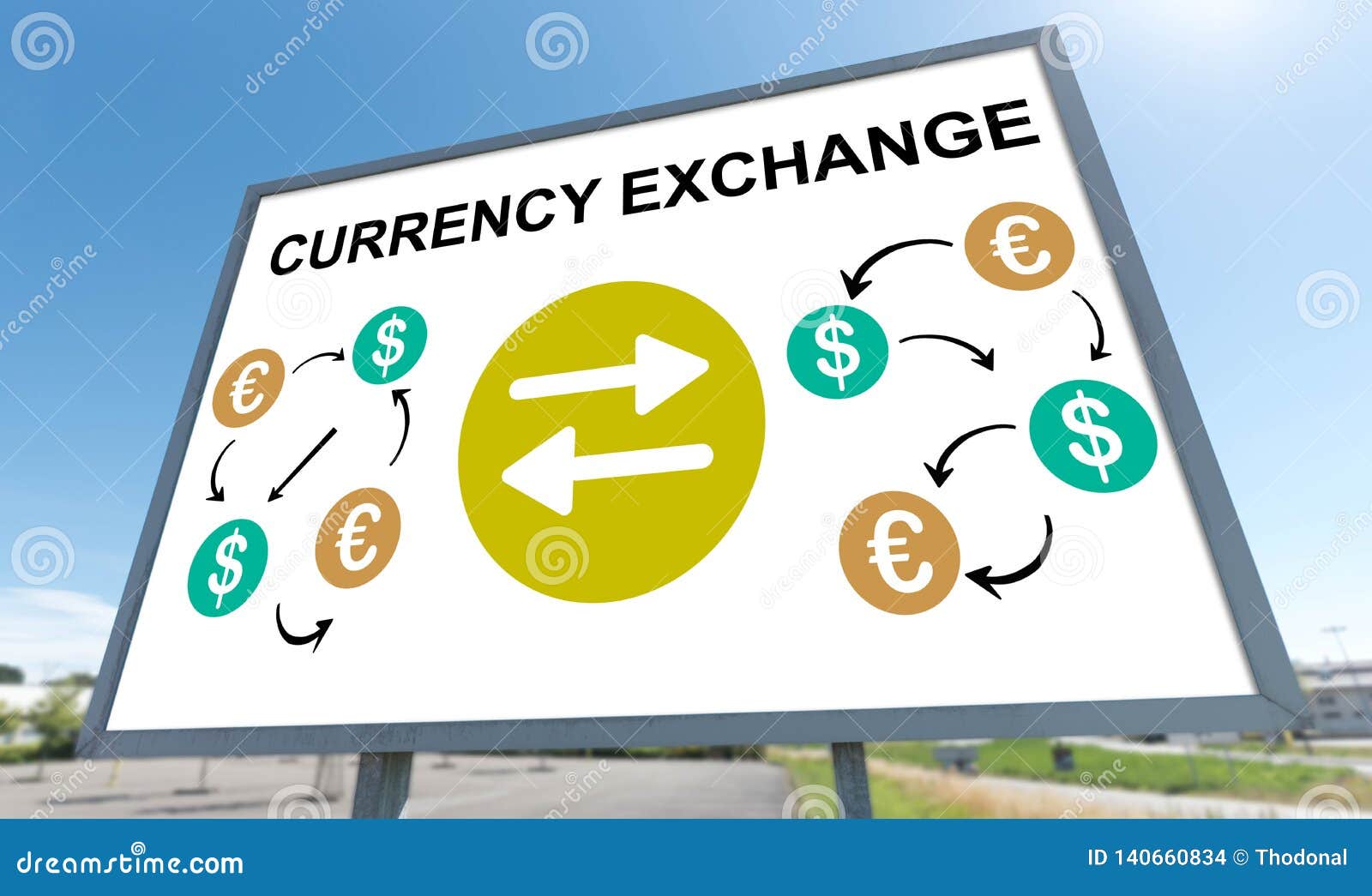 Currency Exchange Concept on a Billboard Stock Photo - Image of icon ...