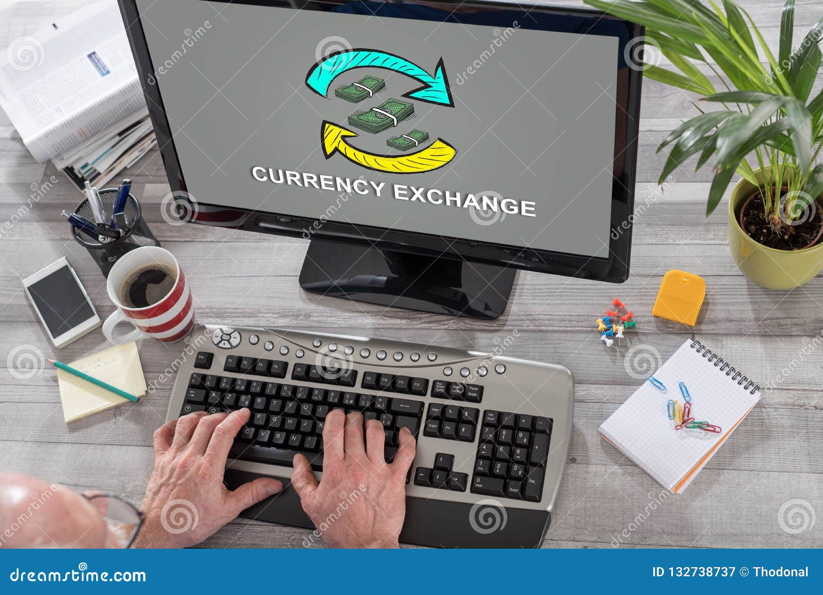 Currency Exchange Concept on a Computer Stock Image - Image of transfer ...