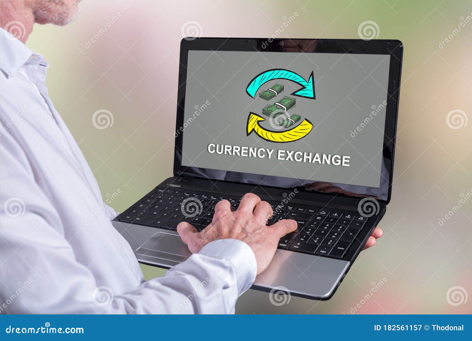 Currency Exchange Concept on a Laptop Stock Image - Image of exchange ...