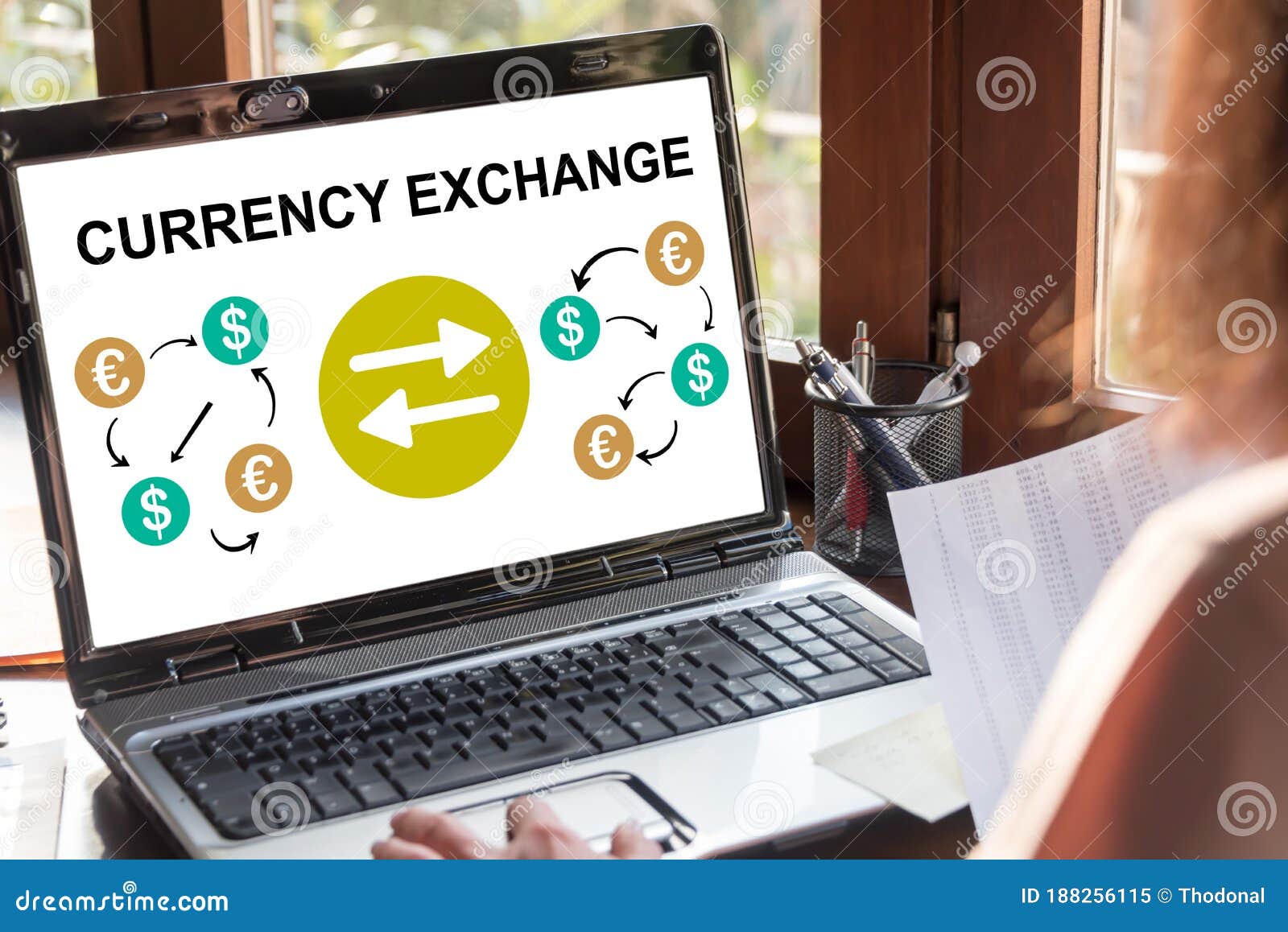 Currency Exchange Concept on a Laptop Screen Stock Image - Image of ...