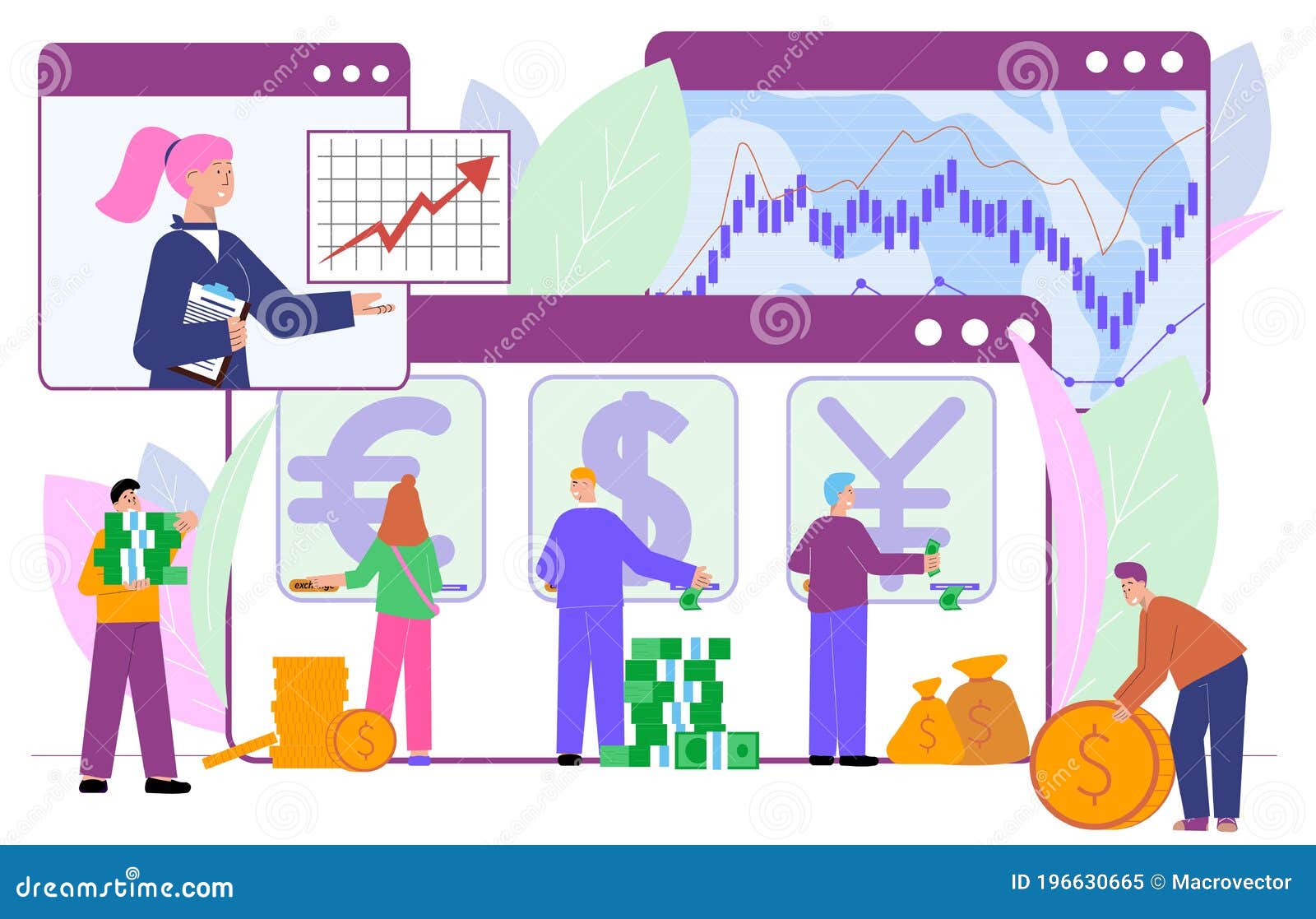 Currency Exchange Flat Composition Stock Illustration - Illustration of ...