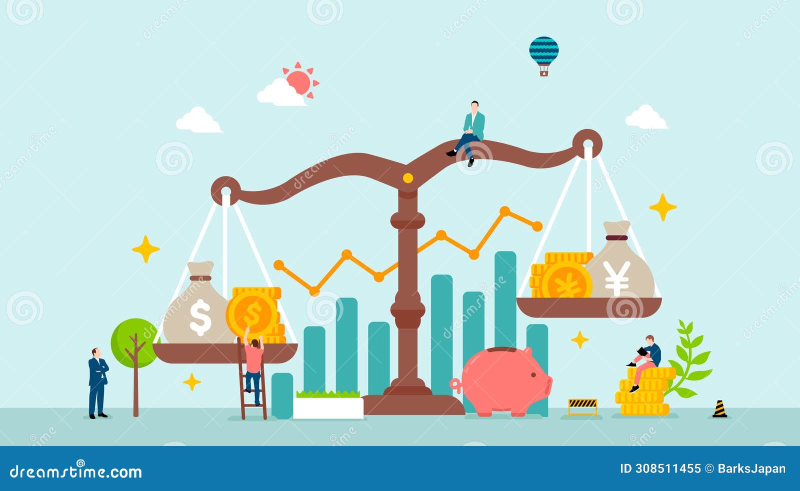 Currency Exchange Rate ( FX ) Banner Illustration Stock Vector ...