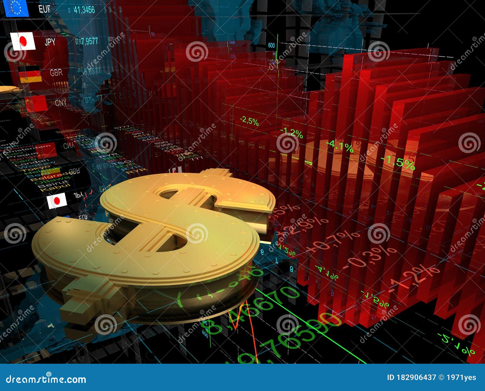 The Currency Exchange Rates Stock Illustration - Illustration of graph ...