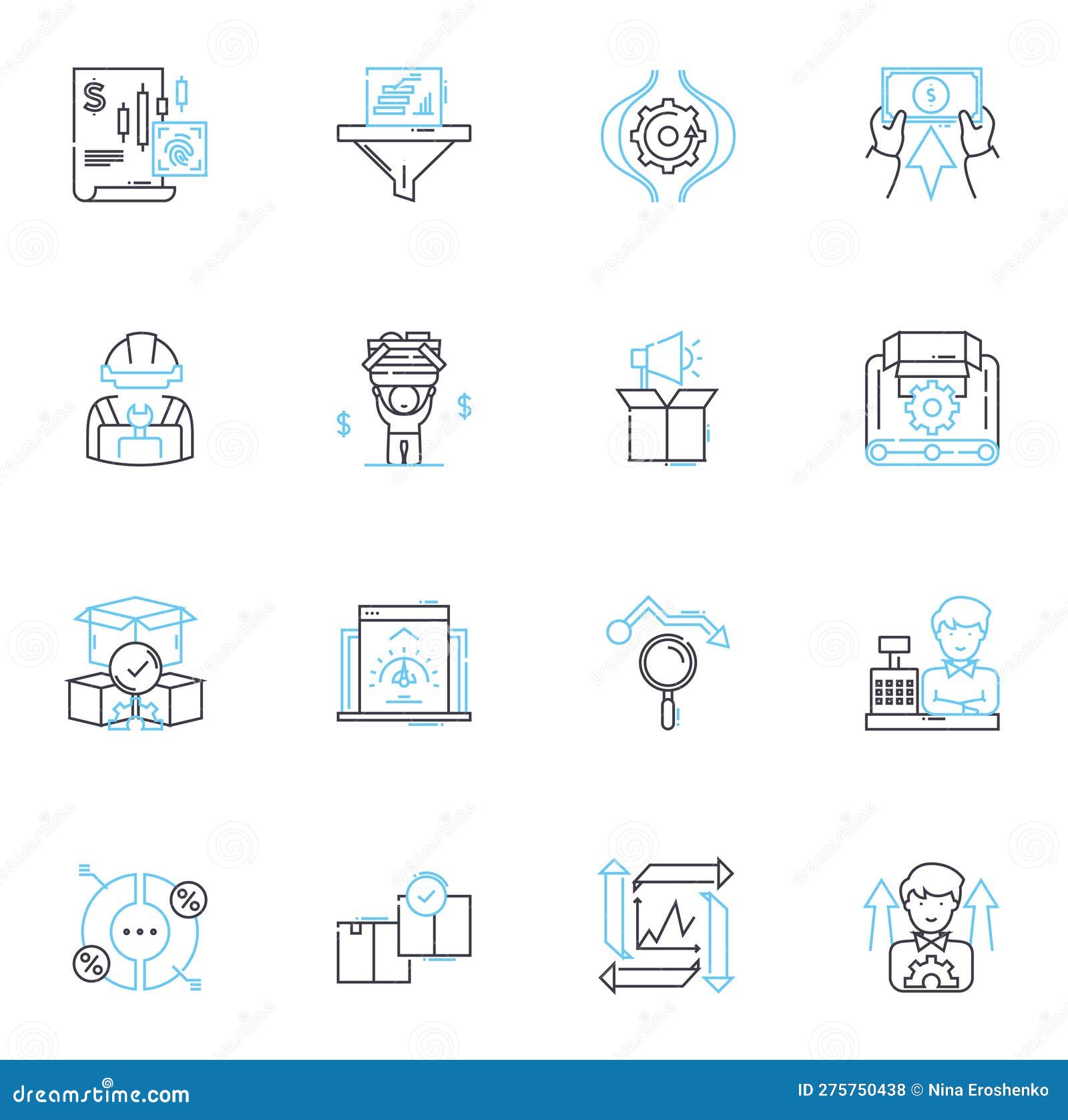 Currency Gains Linear Icons Set. Profits, Gain, Appreciation, Value ...