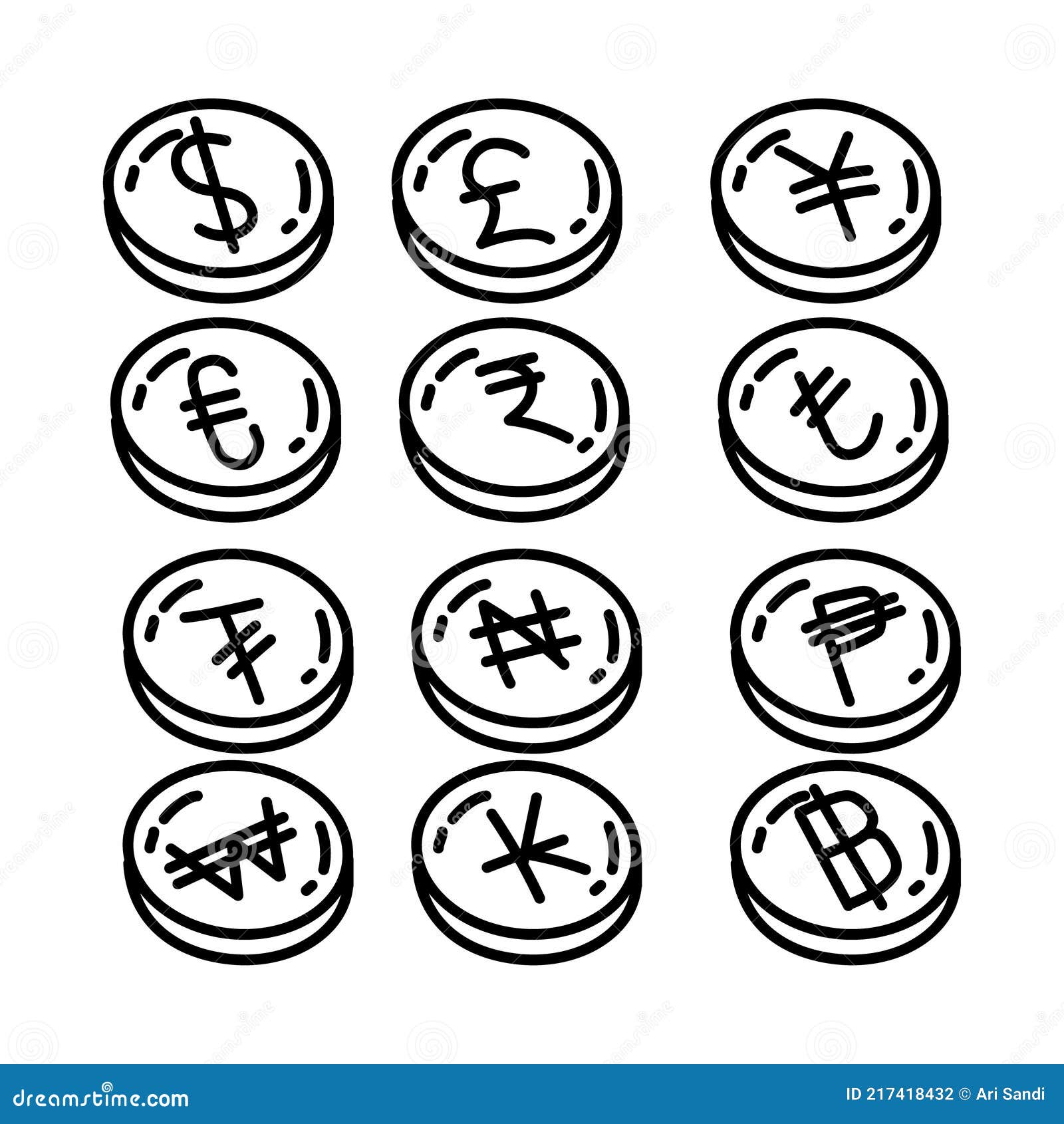 Currency Icon. Doodle Hand Drawn or Outline Icon Style Editorial ...