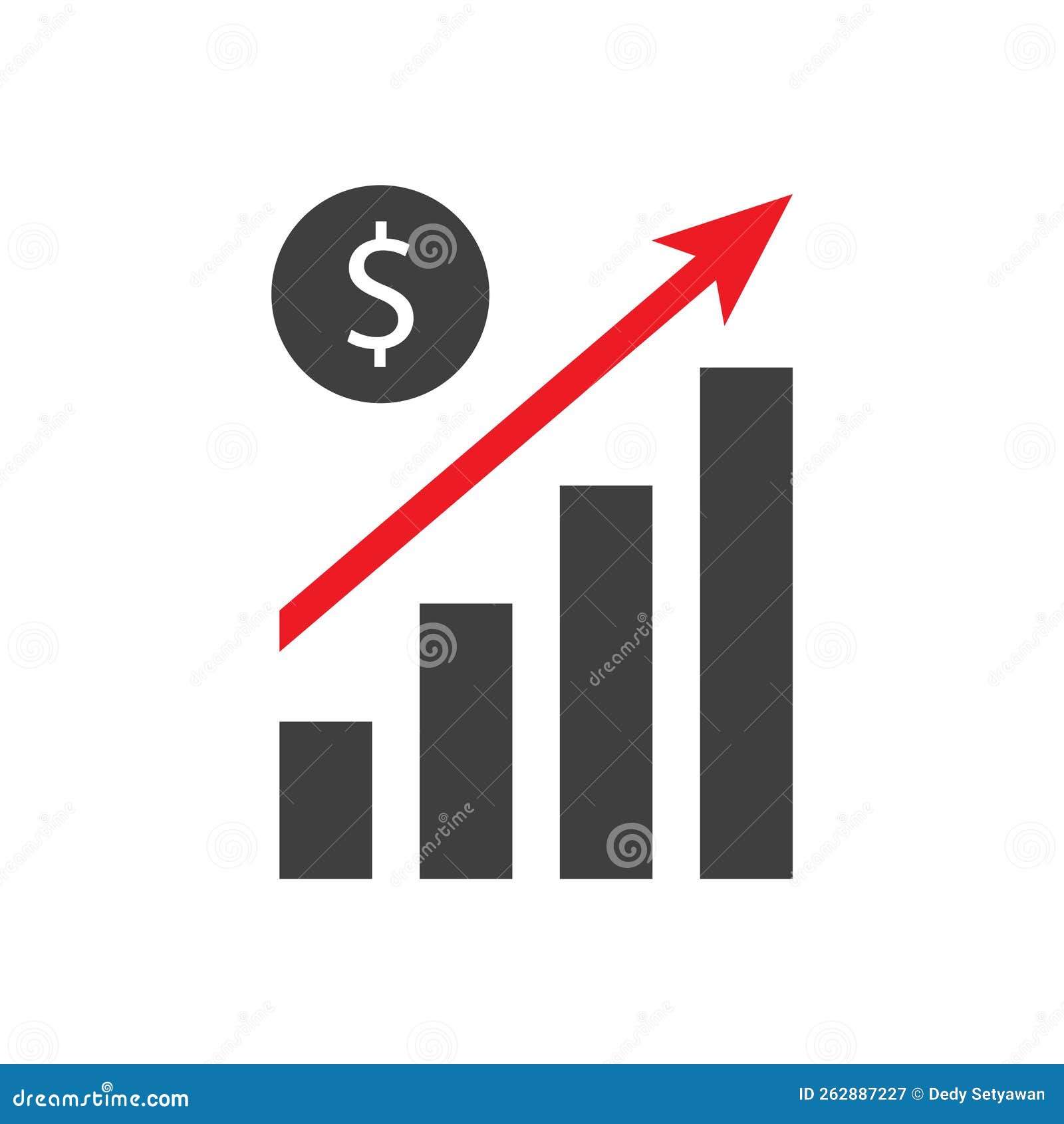 Currency increase sign stock vector. Illustration of flat - 262887227