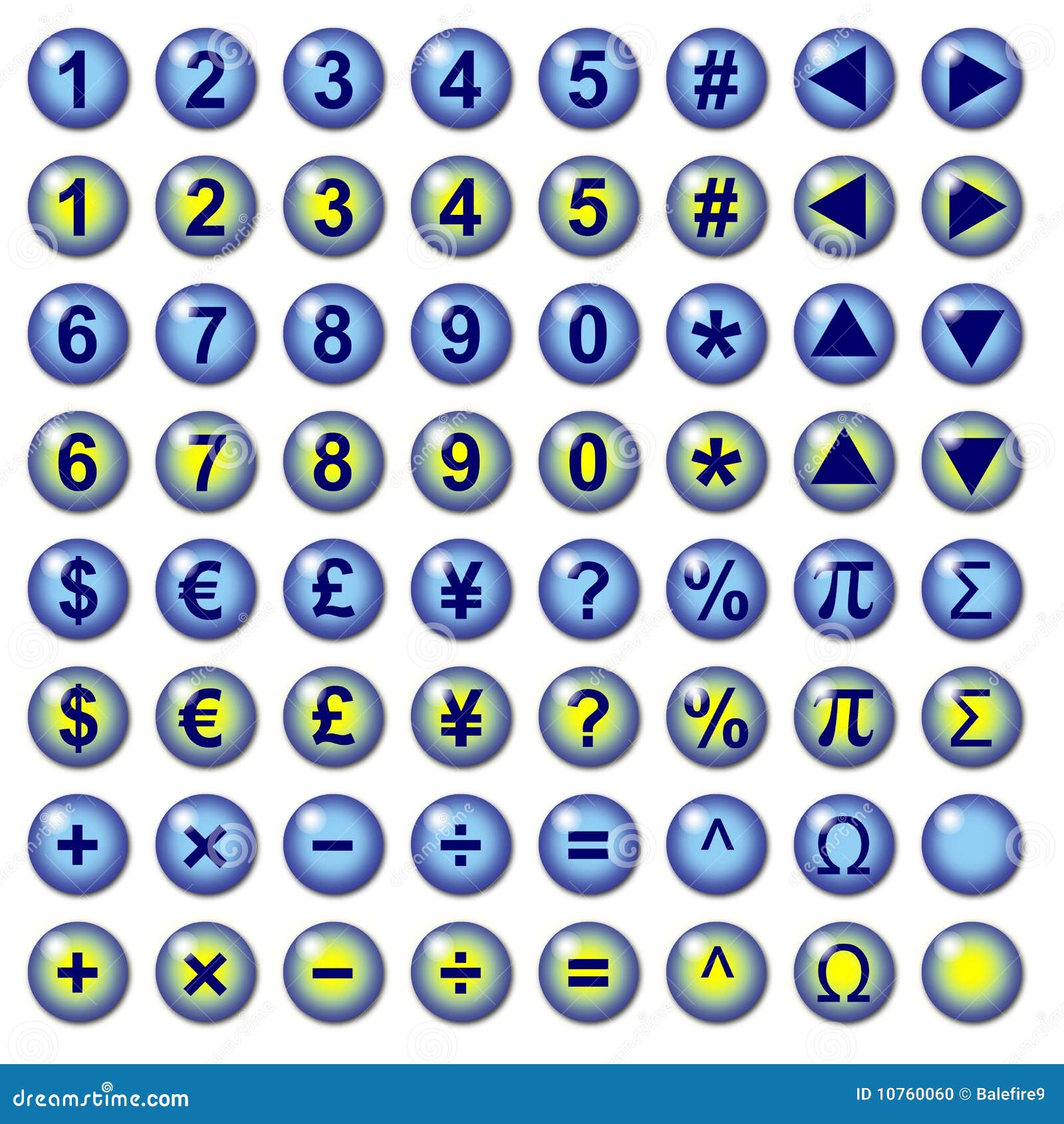 Currency and Math Symbol Web Buttons Stock Illustration - Illustration ...