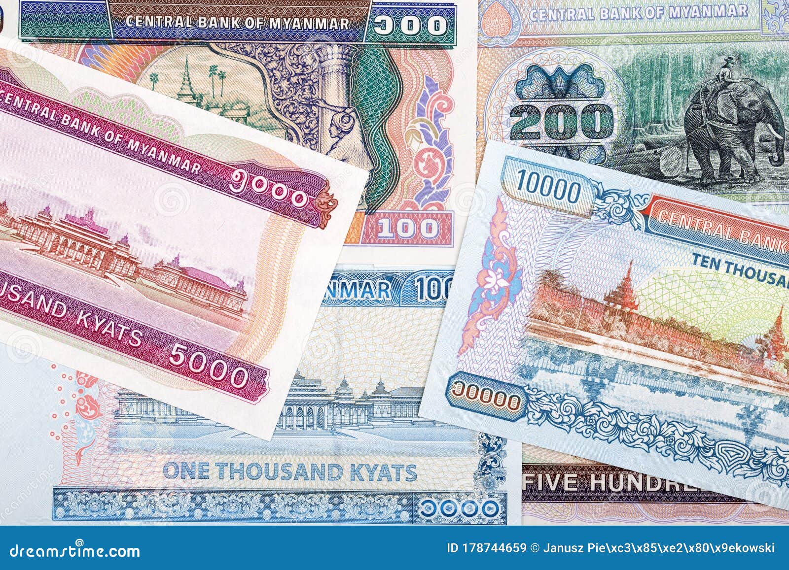 Currency of Myanmar - Kyat a Background Stock Image - Image of money ...
