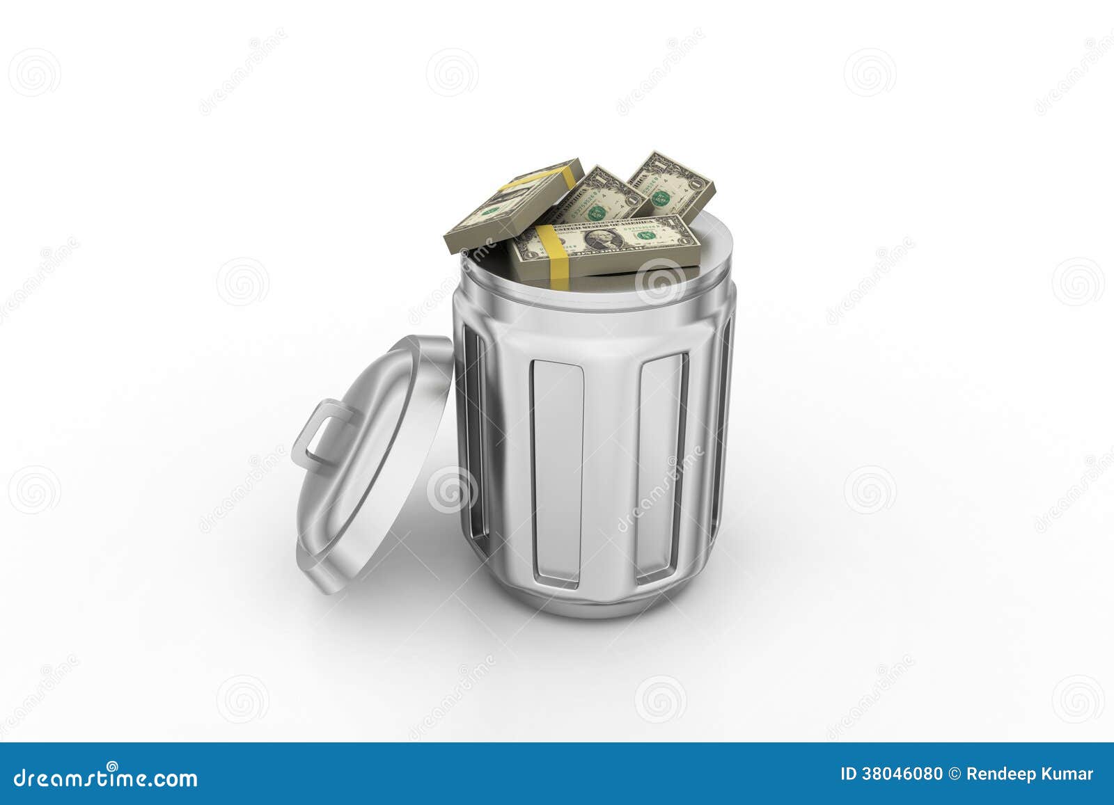 Currency note in trash bin stock illustration. Illustration of bust ...