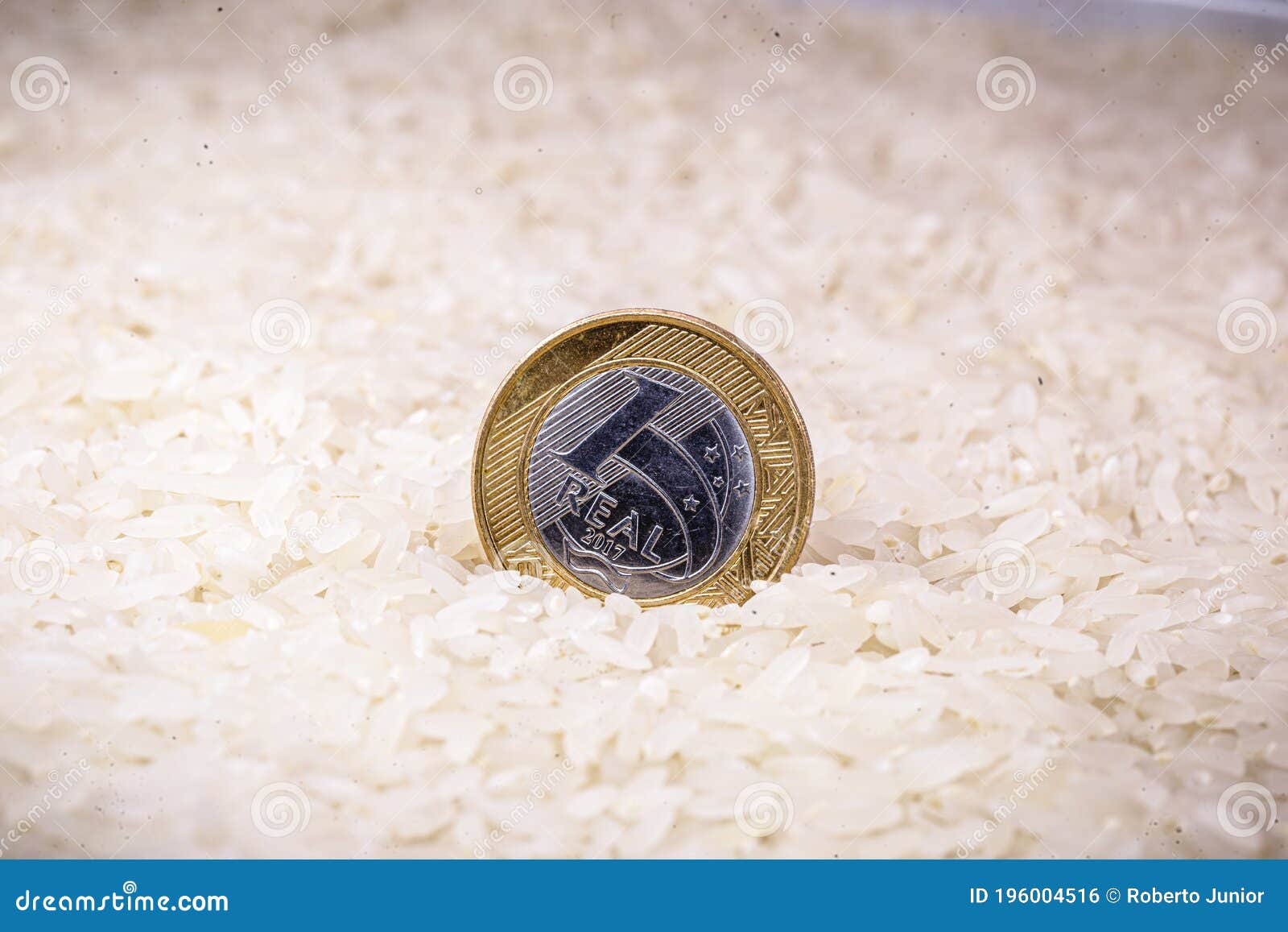 Currency of One Real on White Rice, Concept of Increase in the Price of ...