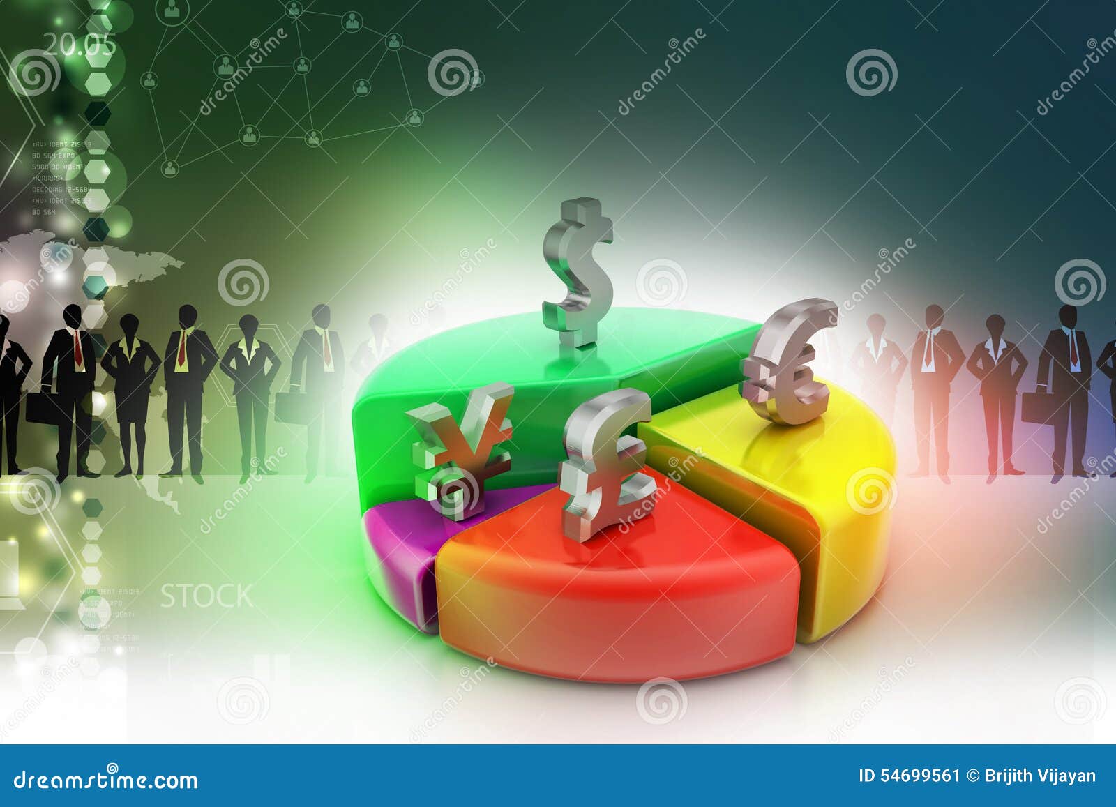 Currency pie chart stock illustration. Illustration of balance - 54699561