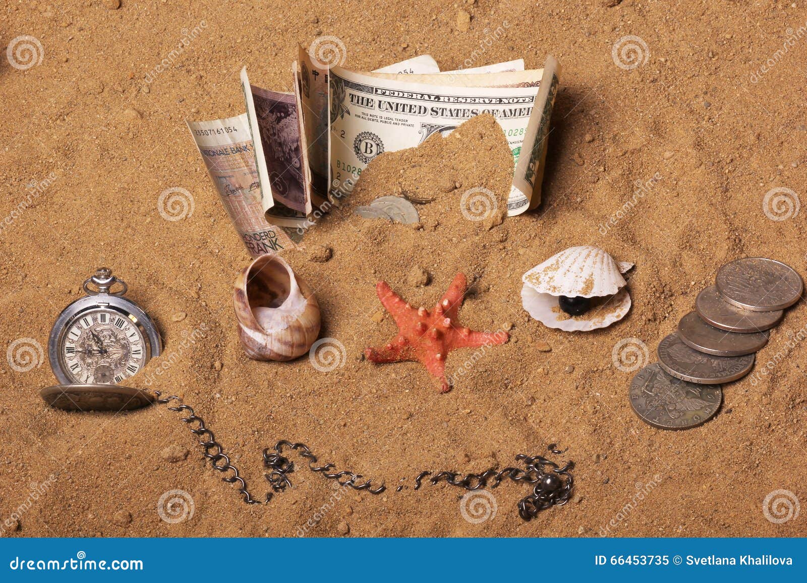 Currency and Shells and the Sea is the Best Vacation Stock Image ...