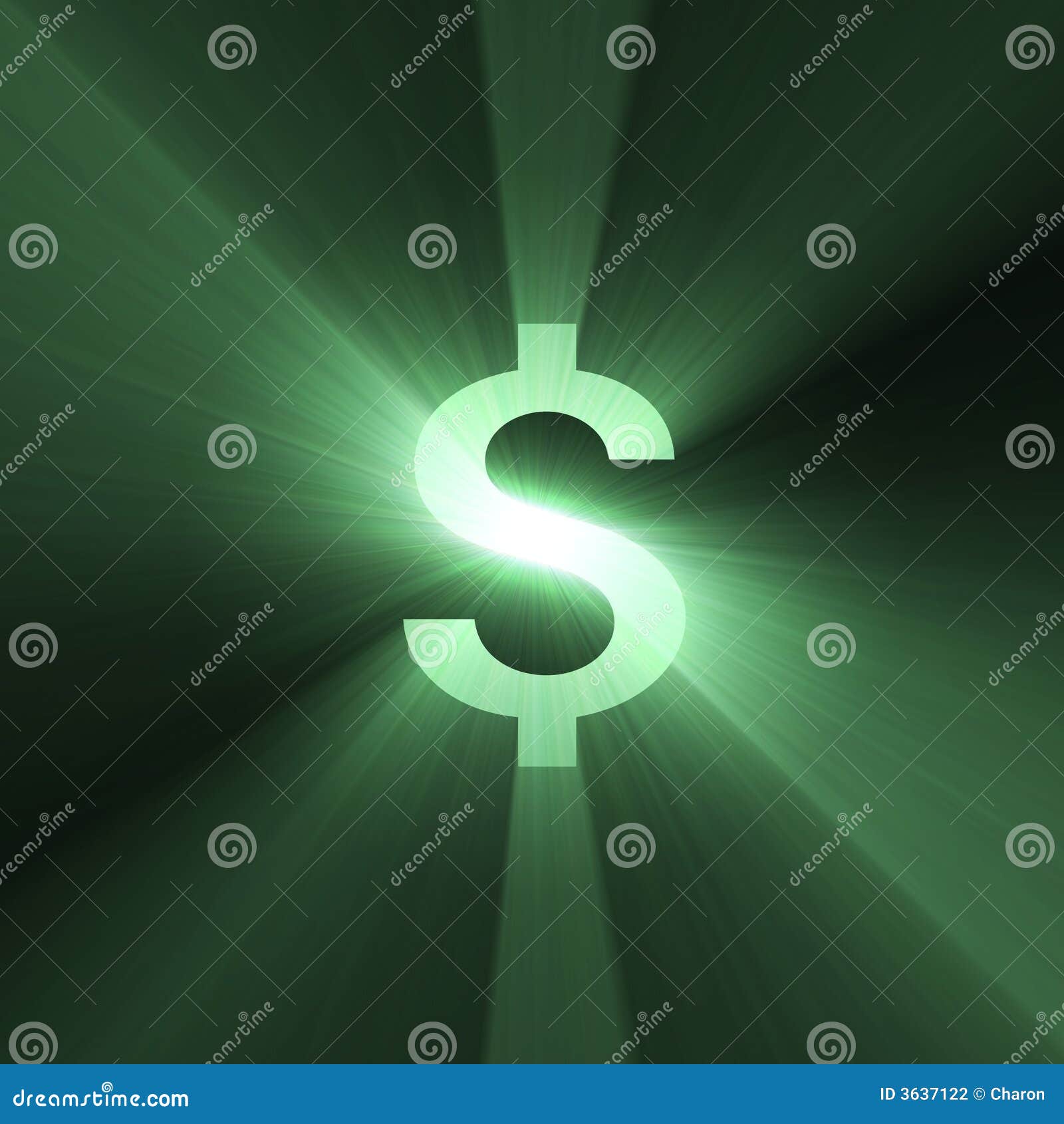 Currency Sign Dollar Shining Light Flare Stock Illustration ...