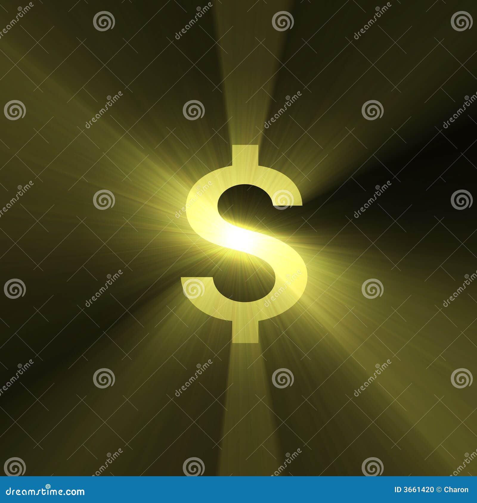 Currency Sign Dollar Bright Light Flare Stock Illustration ...